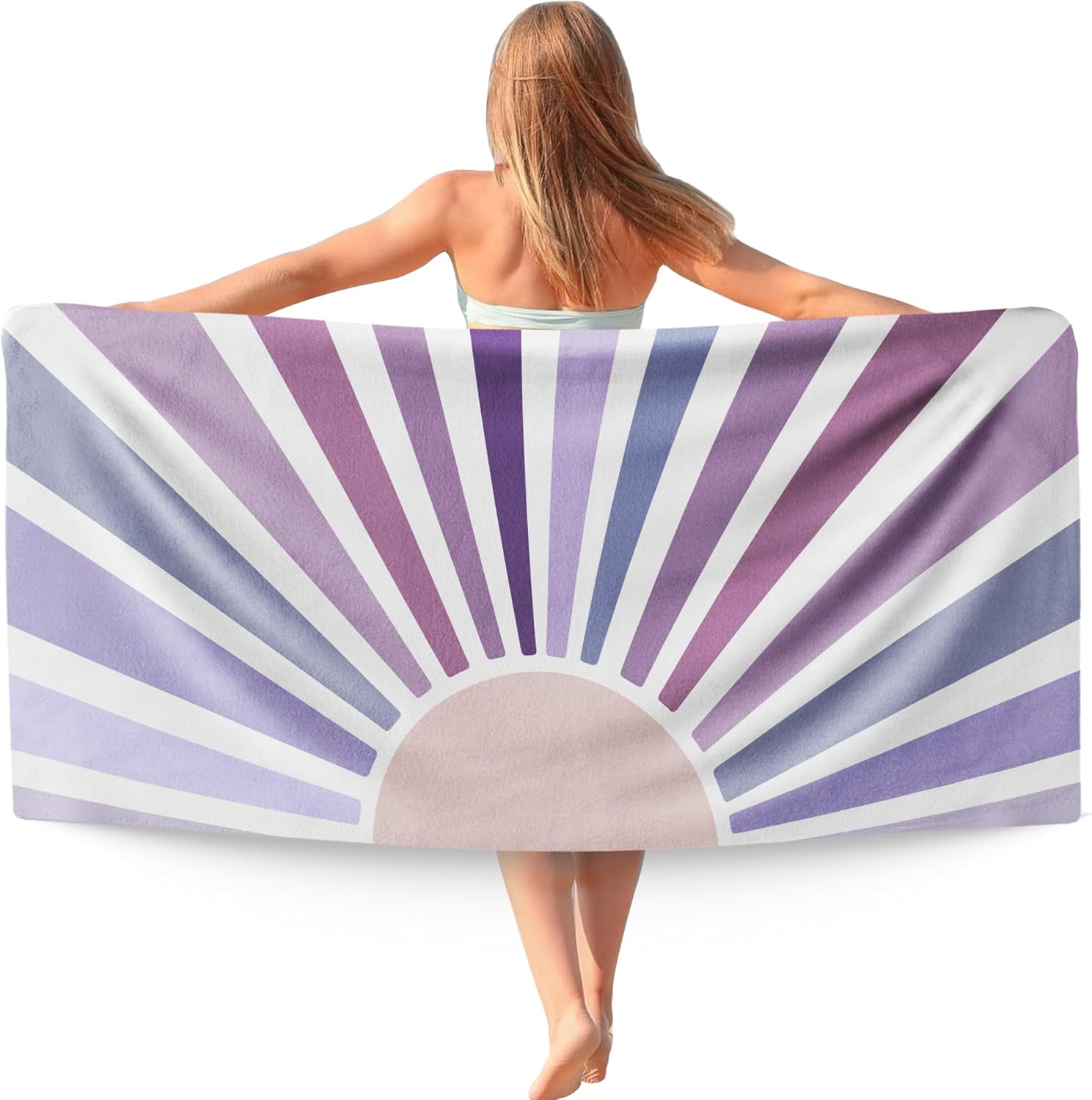 60x30inch Boho Purple Sun Sunshine Beach Towel Sunrise Sunset ...