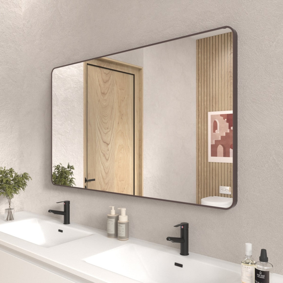 60x36-Inch Bathroom Wall Mirror, Aluminum Framed Vanity Mirror with ...