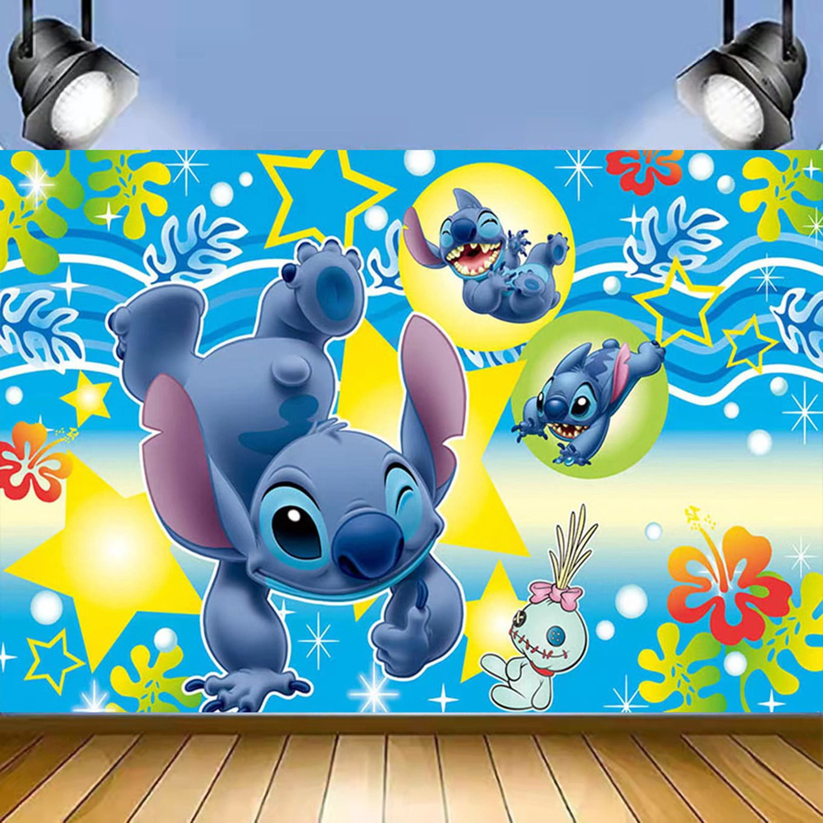 60x40 Inch Cartoon Stitch Birthday Backdrop – Colorful Party Photo ...