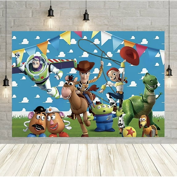 60x40 inch toy-themed party backdrop, Woody's birthday party decoration ...