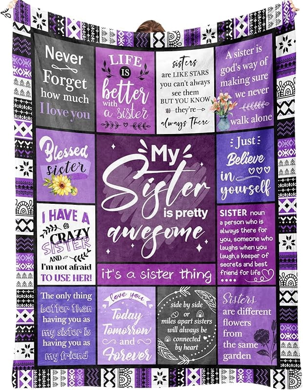 60x50IN Sister Gifts Blanket, Happy Birthday Gifts for Sister, Unique ...