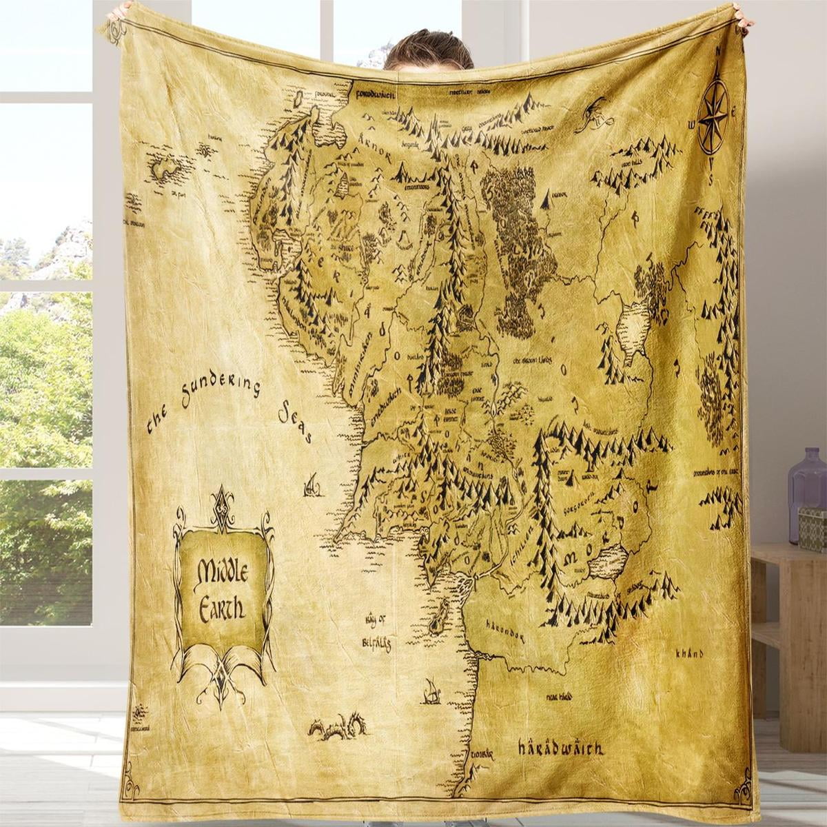 [60x50inch] Map Pattern Blanket, 1 Count Soft Air-conditioned Room ...