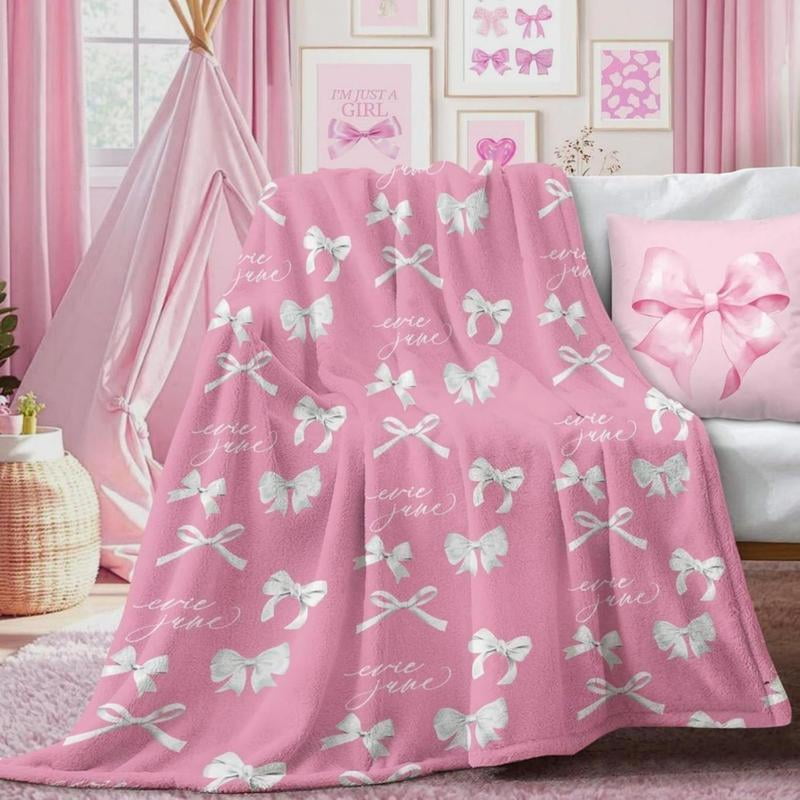 [60x50inch] Soft Funny Throw Blanket Pink Bow,Coquette Girly Blanket ...
