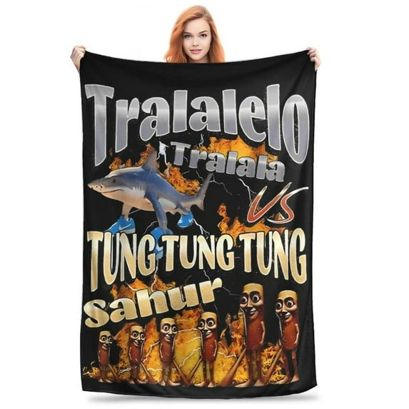 [60x50inch] Tralalelo Tralala Blanket Tung Tung Tung Sahur Italian Wool ...