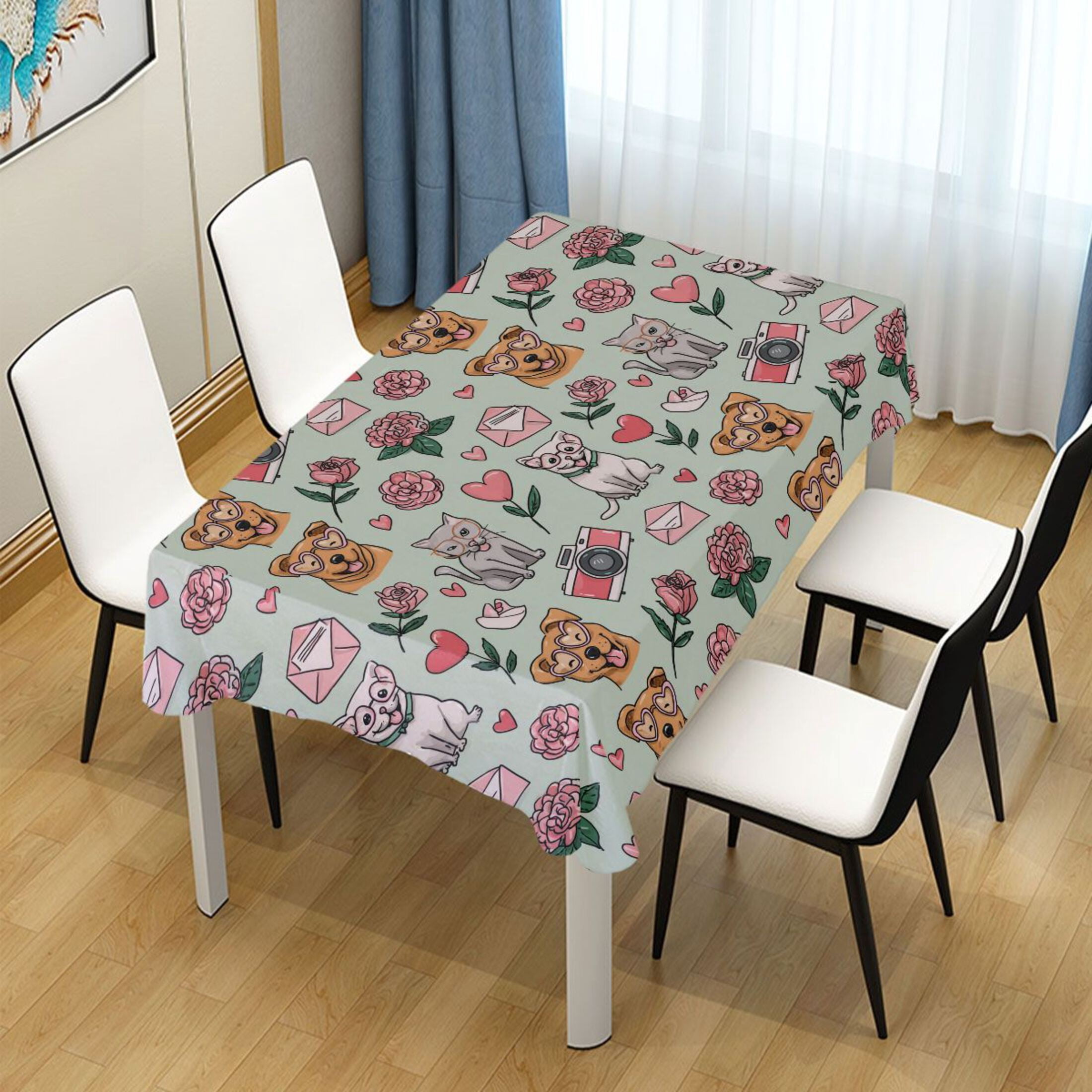 60x60in Square Printed Tablecloth Easy-Care Decorative Table Cloth for ...