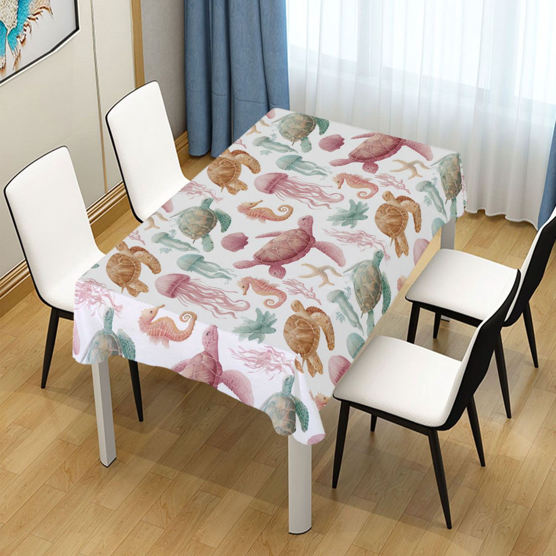 60x60in Square Printed Tablecloth Easy-Care Decorative Table Cloth for ...