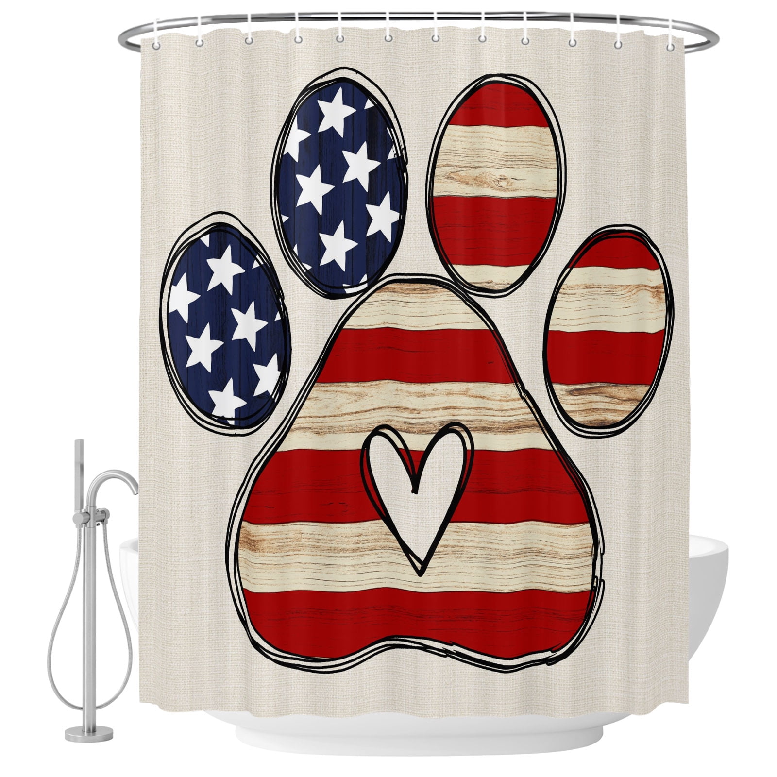 60x72 Inch Shower Curtains for Bathroom, 4 of July Fabric Bath Curtain ...