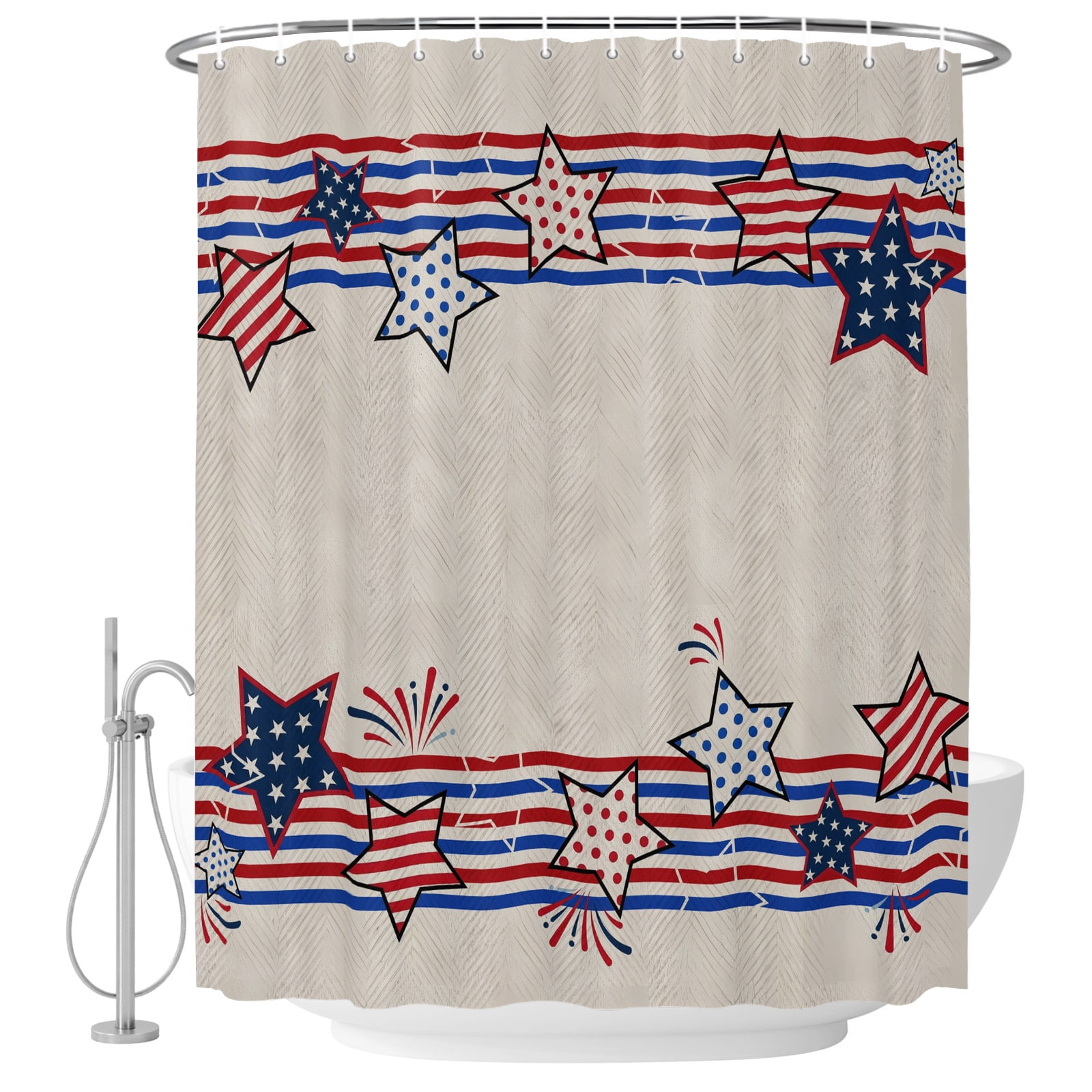 60x72 Inch Shower Curtains for Bathroom, 4 of July Fabric Bath Curtain ...