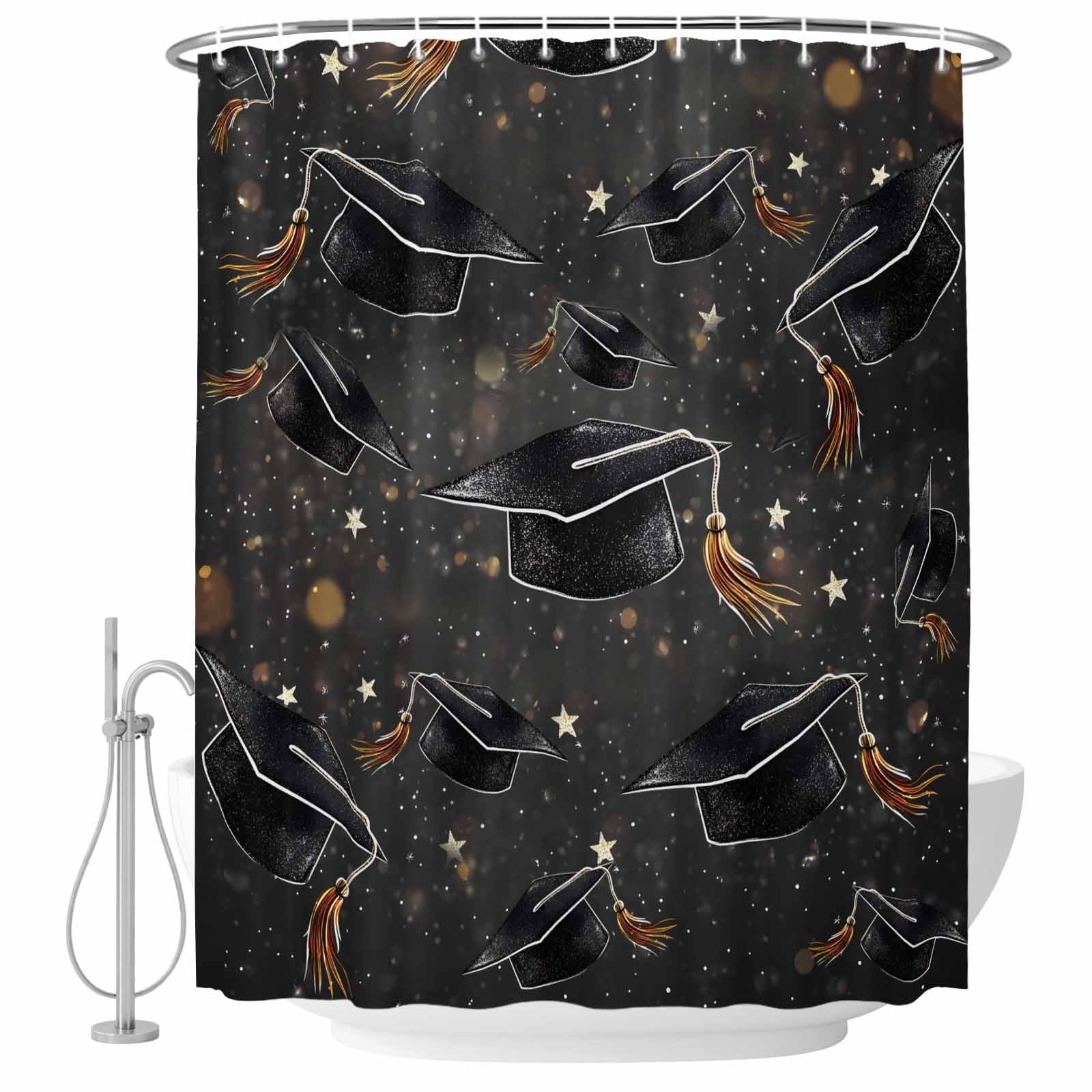 60x72 Inch Shower Curtains for Bathroom, Black Graduation Cap Fabric ...