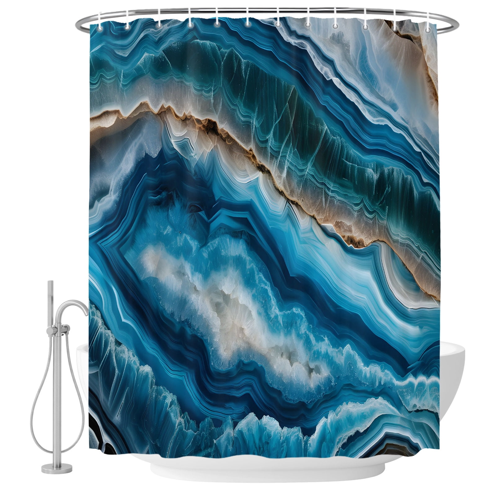 60x72 Inch Shower Curtains for Bathroom, Blue Marble Fabric Bath ...