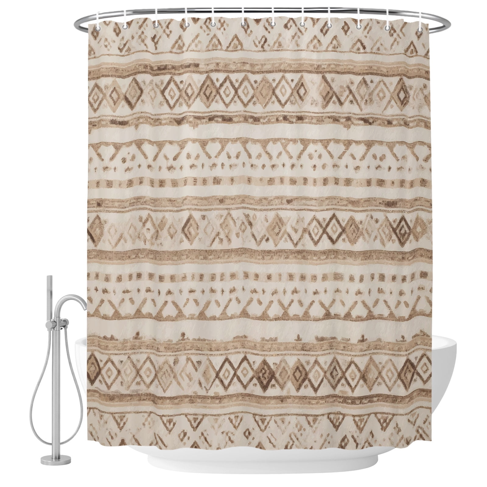 60x72 Inch Shower Curtains for Bathroom, Brown Ethnic Fabric Bath ...