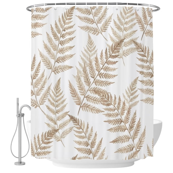 60x72 Inch Shower Curtains for Bathroom, Brown Ferns Fabric Bath ...
