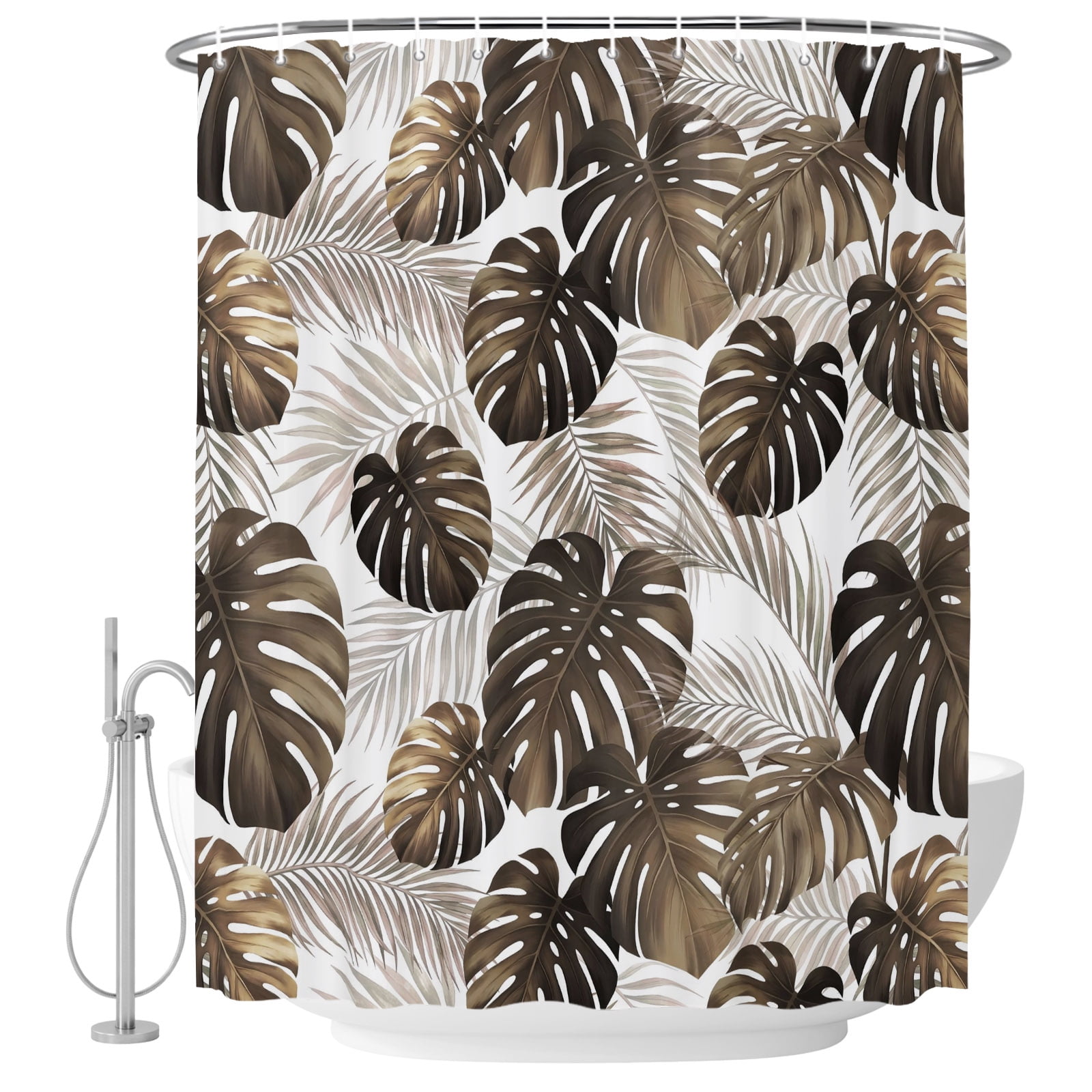 60x72 Inch Shower Curtains for Bathroom, Brown Palm Tree Fabric Bath ...