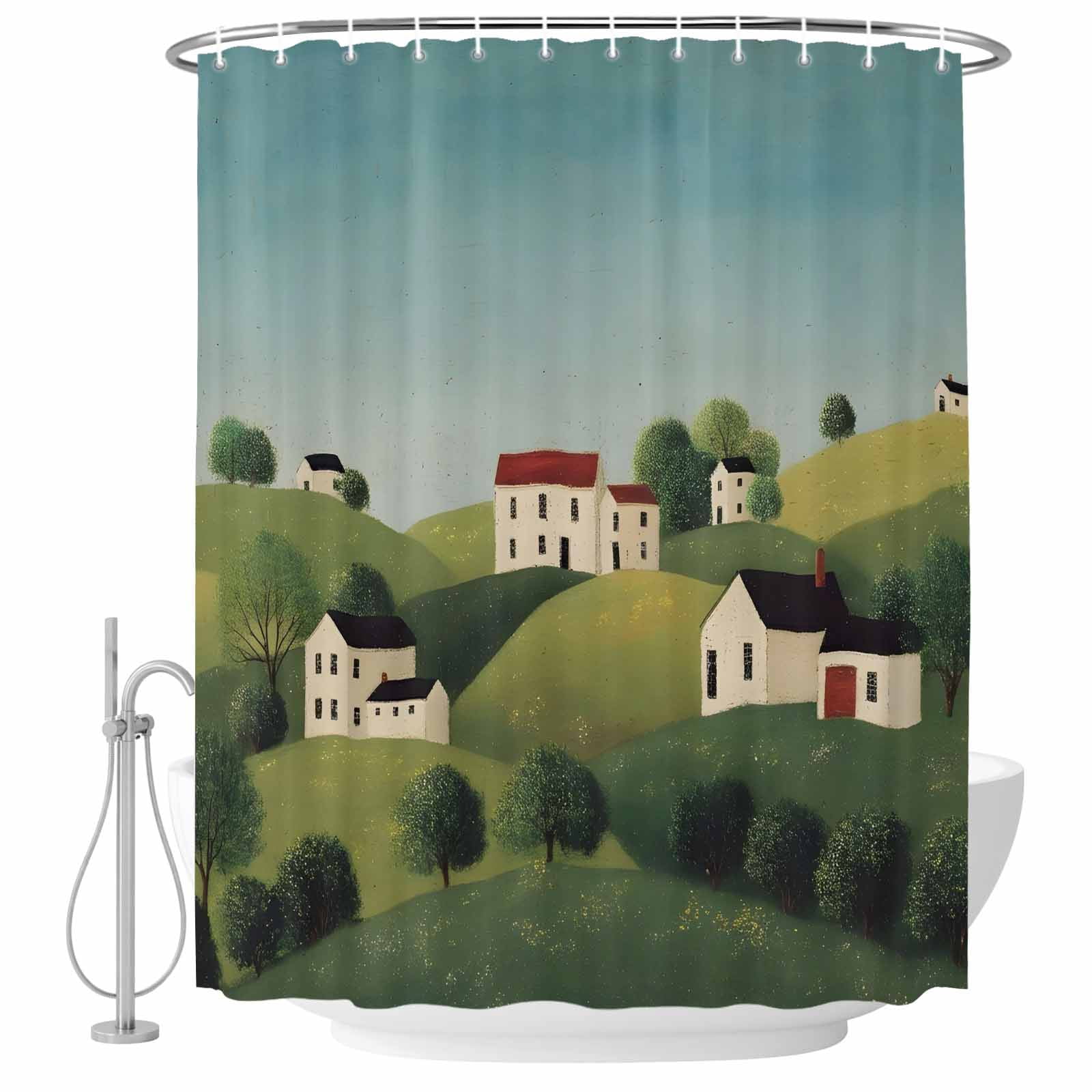 60x72 Inch Shower Curtains for Bathroom, Cartoon Country Fabric Bath ...