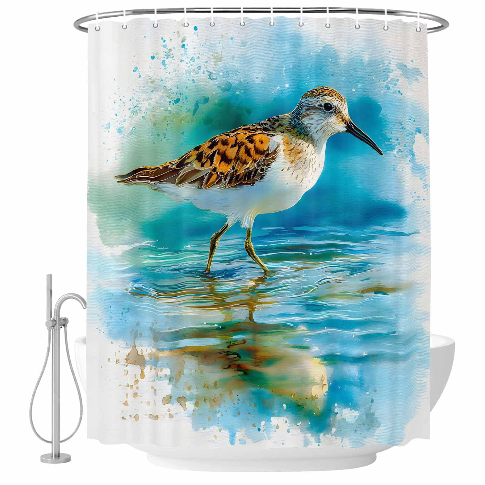 60x72 Inch Shower Curtains for Bathroom, Coastal Birds Fabric Bath ...