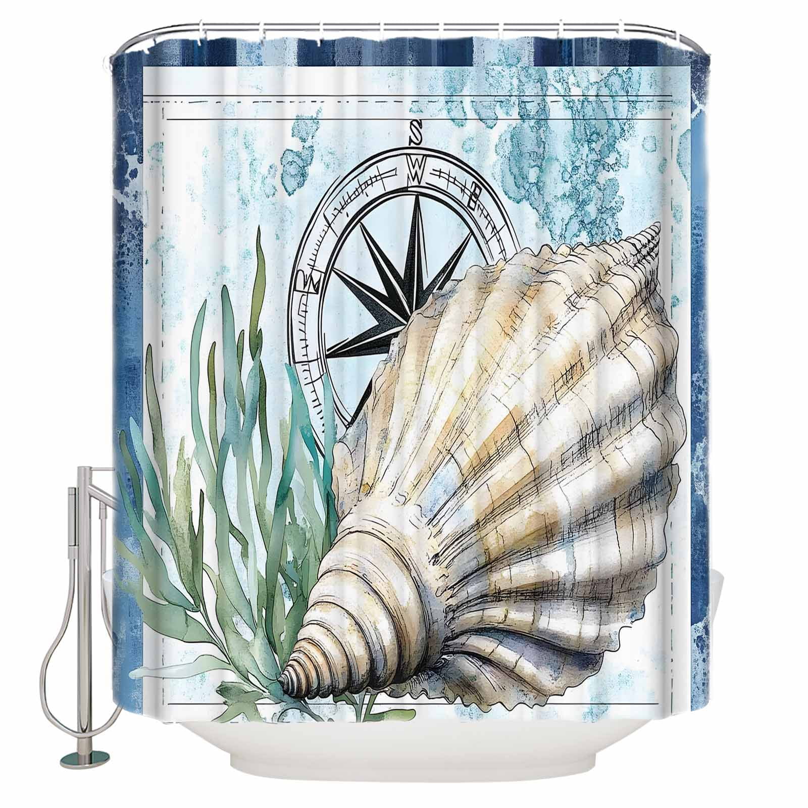 60x72 Inch Shower Curtains for Bathroom Coastal Ocean Fabric Bath ...
