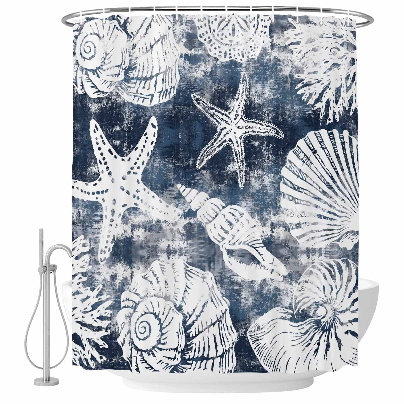 60x72 Inch Shower Curtains for Bathroom, Coastal Starfish Bath Curtain ...