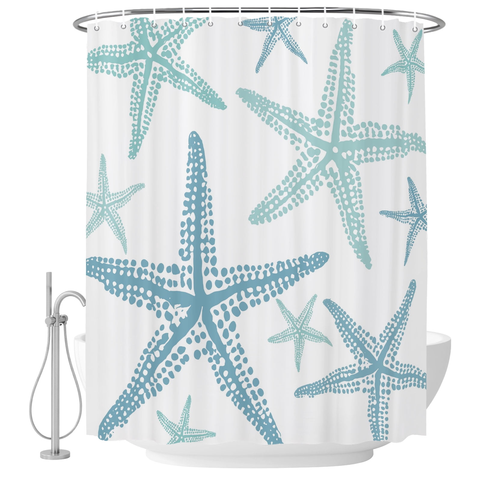 60x72 Inch Shower Curtains for Bathroom, Coastal Starfish Fabric Bath ...