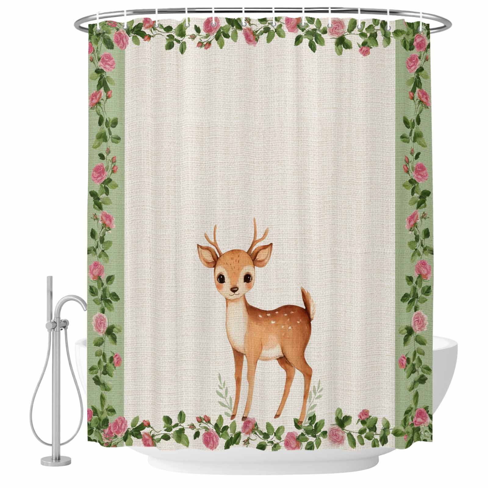 60x72 Inch Shower Curtains for Bathroom, Country Deer Fabric Bath ...
