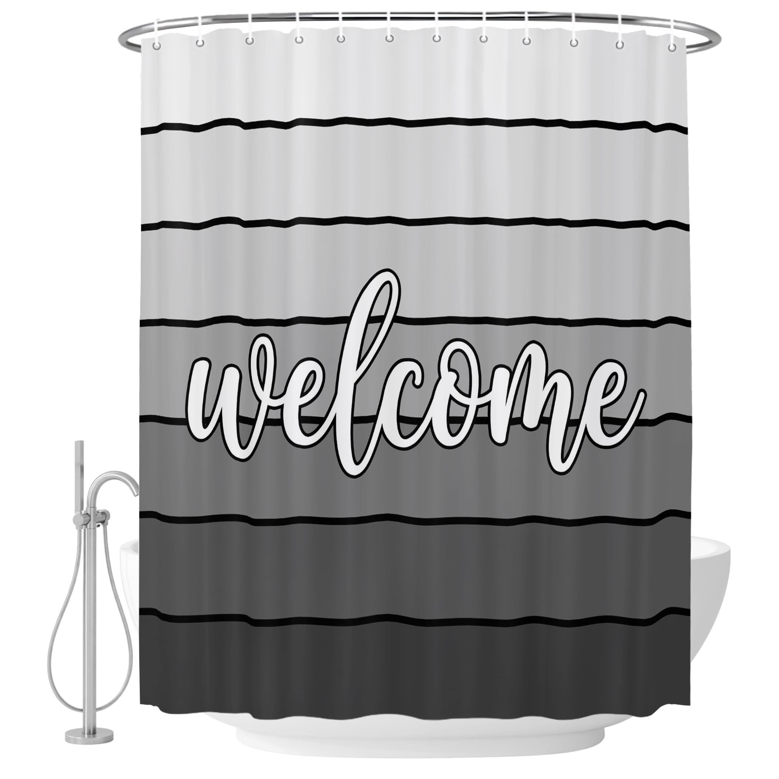 60x72 Inch Shower Curtains for Bathroom, Gradient Grey Wood Fabric Bath ...
