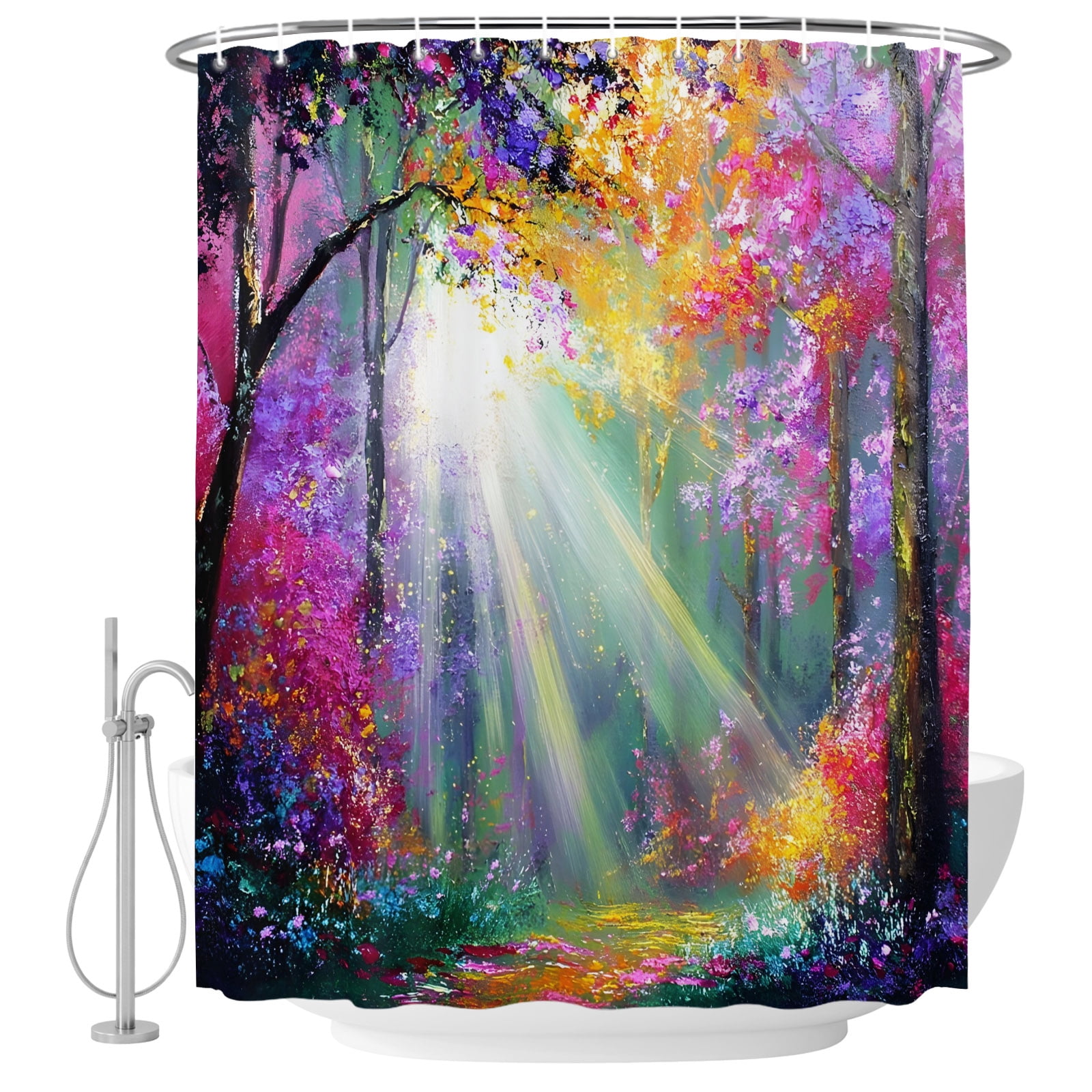 60x72 Inch Shower Curtains for Bathroom, Pink Orange Purple Floral ...