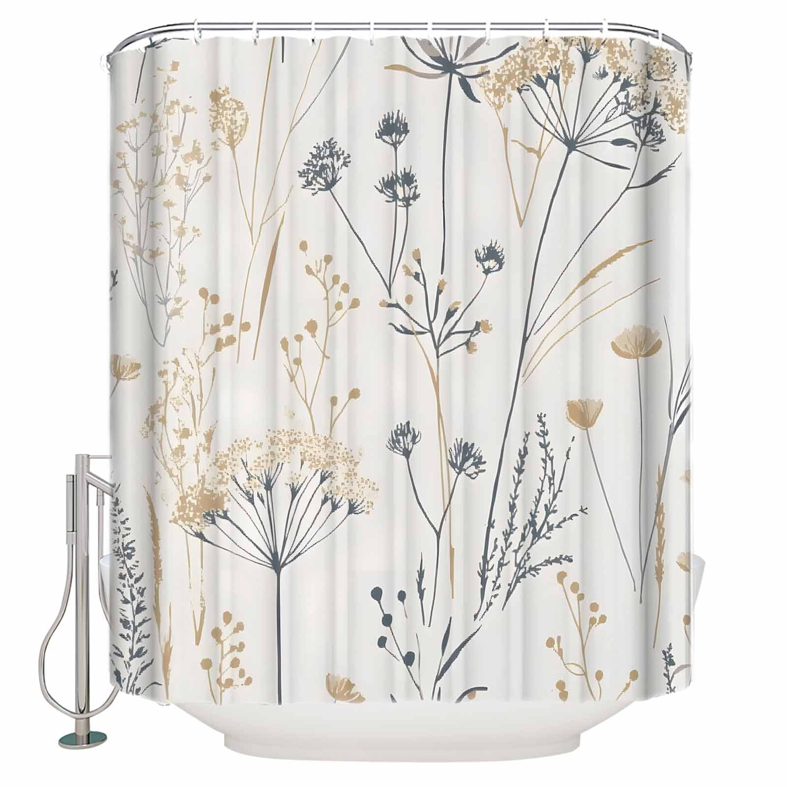 60x72 Inch Shower Curtains for Bathroom Retro Floral Botanical Fabric ...