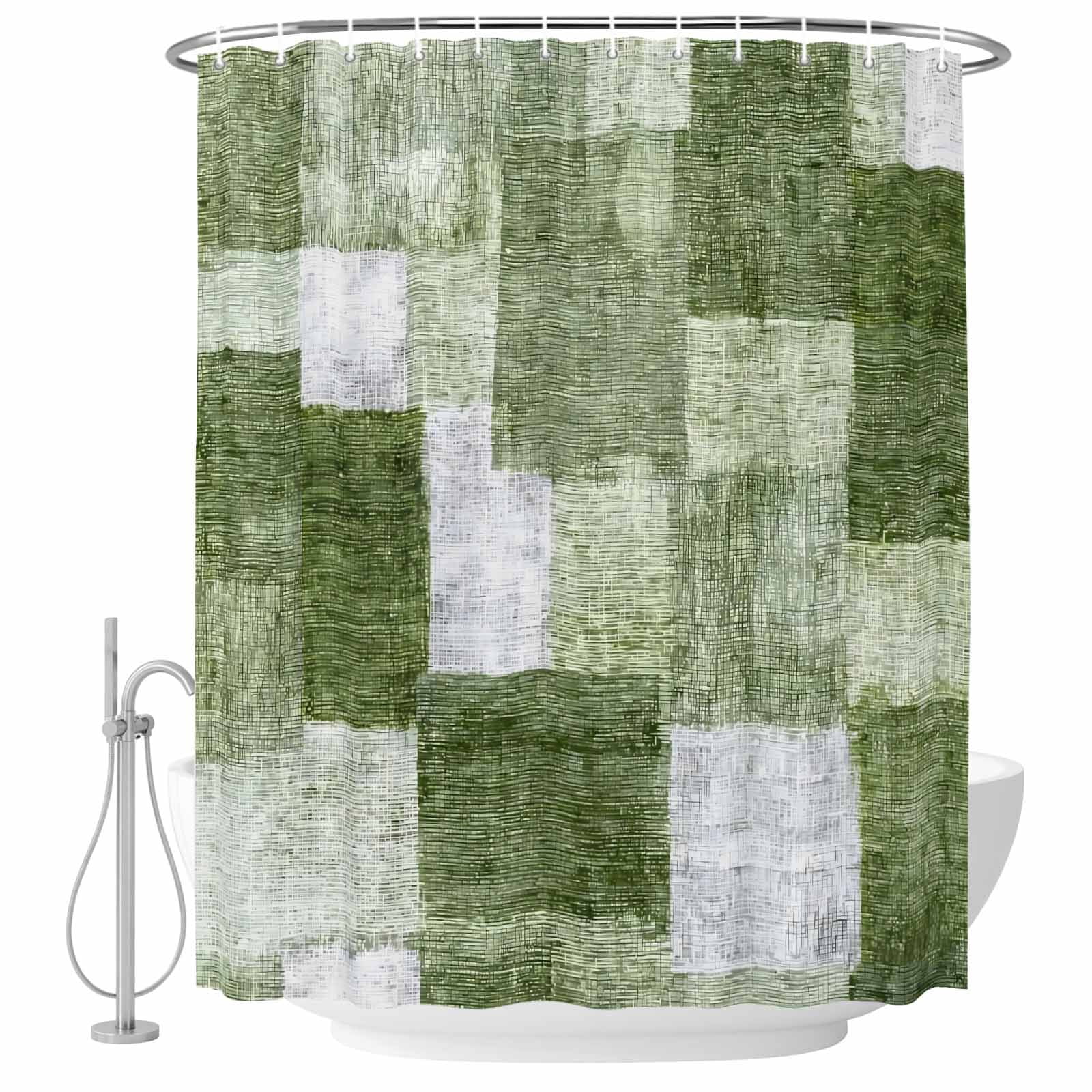 60x72 Inch Shower Curtains for Bathroom, Sage Green Fabric Bath Curtain ...