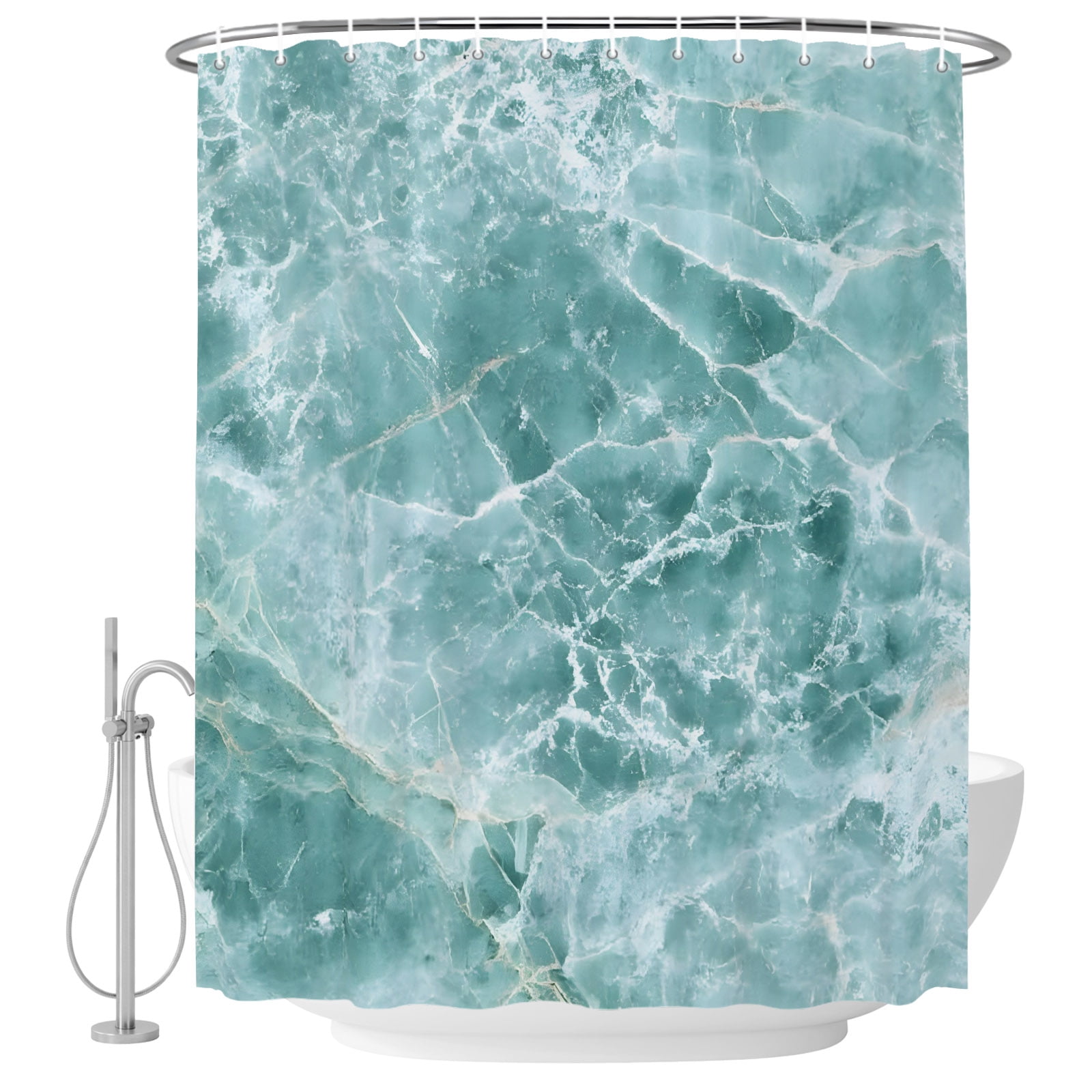 60x72 Inch Shower Curtains for Bathroom, Turquoise Marble Fabric Bath ...