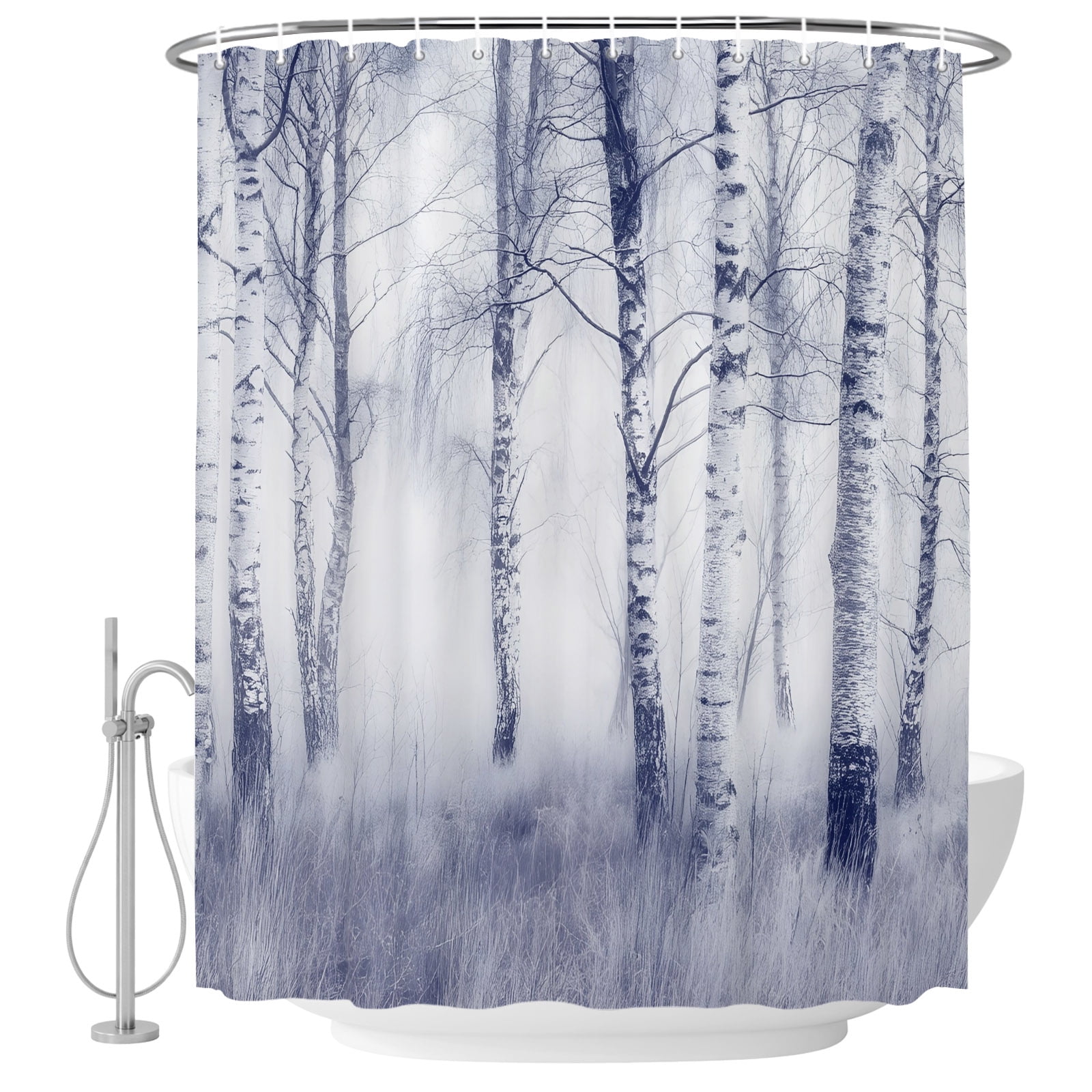 60x72 Inch Shower Curtains for Bathroom, Winter Trees Fabric Bath ...