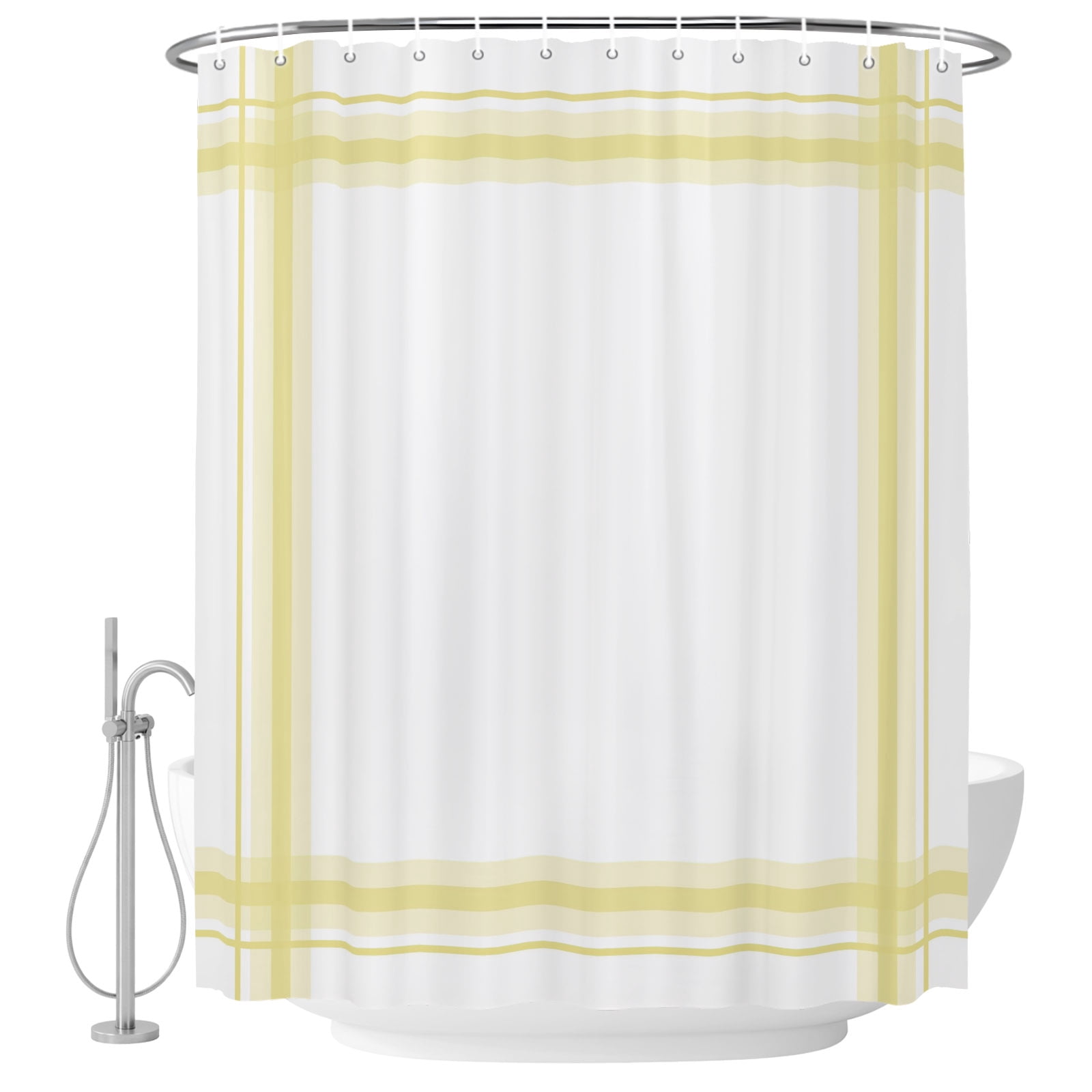 60x72 Inch Shower Curtains for Bathroom, Yellow Grid Fabric Bath ...