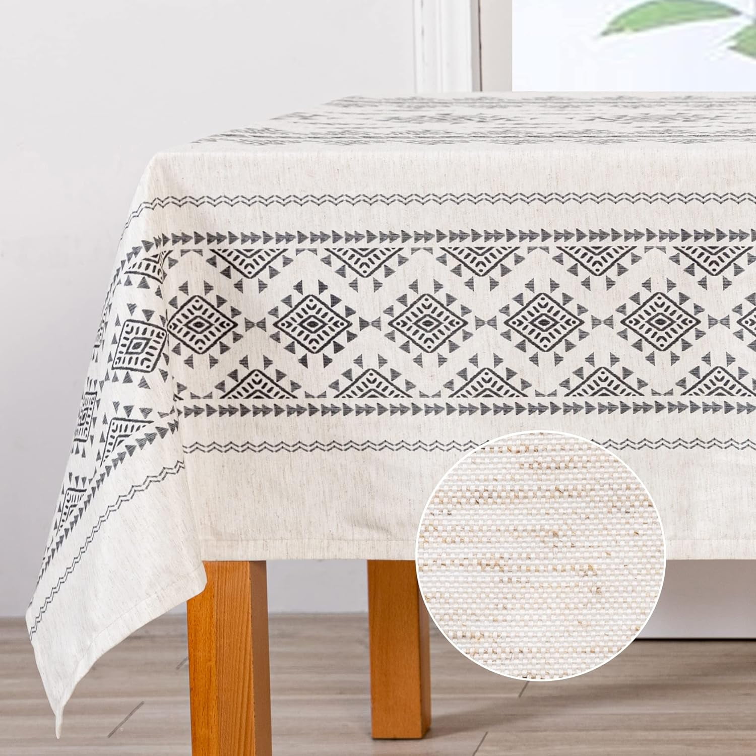 60x84 Boho Rectangle Tablecloth Linen Farmhouse Tablecloth Waterproof ...