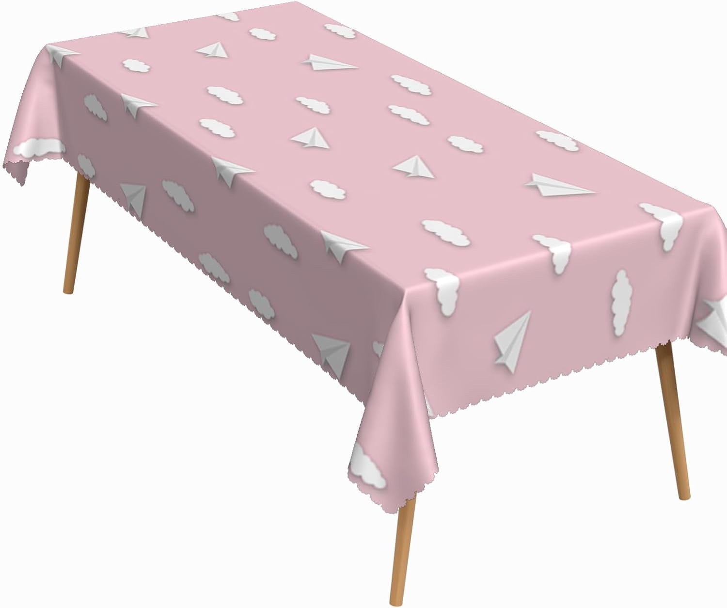 60x84 Inch Children Rectangular Tablecloth Cartoon Cloud Pink Table ...