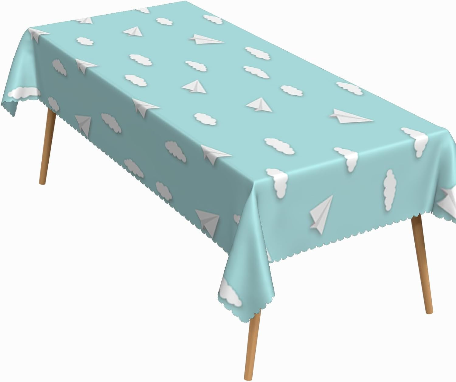 60x84 Inch Children Rectangular Tablecloth Paper Airplane Cloud Table ...