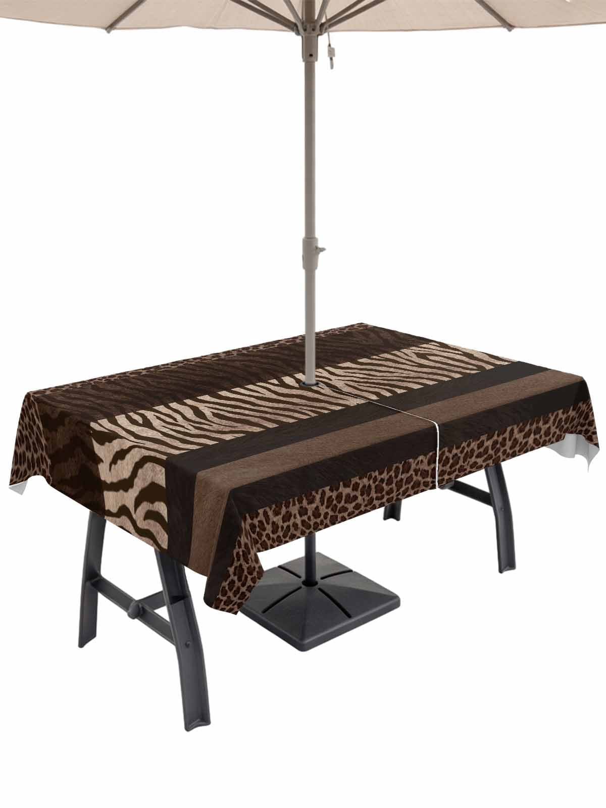 60x84 Inch Outdoor Tablecloth with Umbrella Hole Zipper Rectangle ...