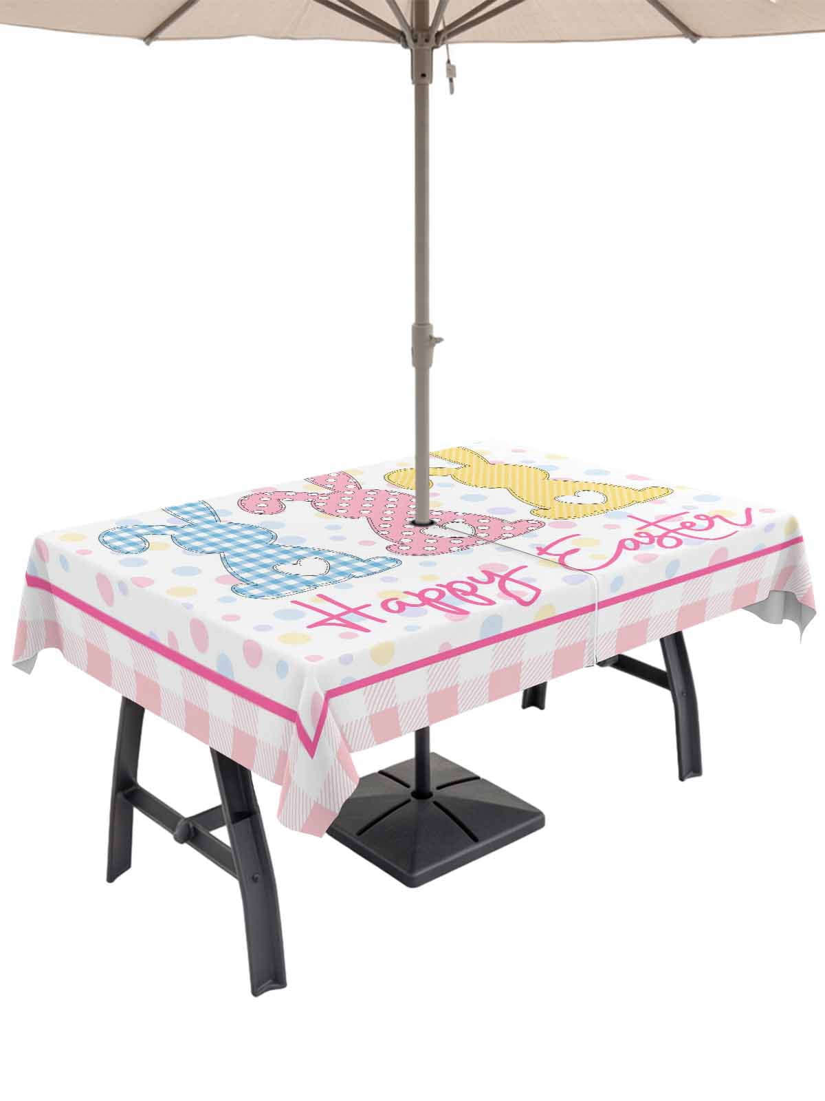 60x84 Inch Outdoor Tablecloth with Umbrella Hole Zipper Rectangle ...