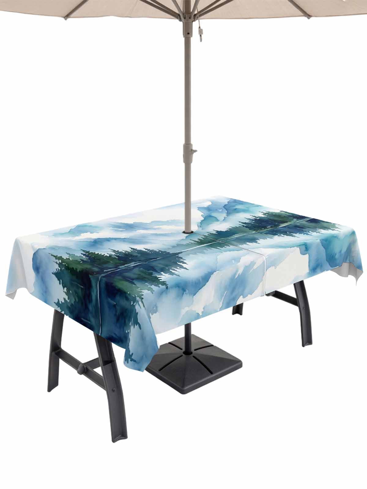60x84 Inch Outdoor Tablecloth with Umbrella Hole Zipper Rectangle ...