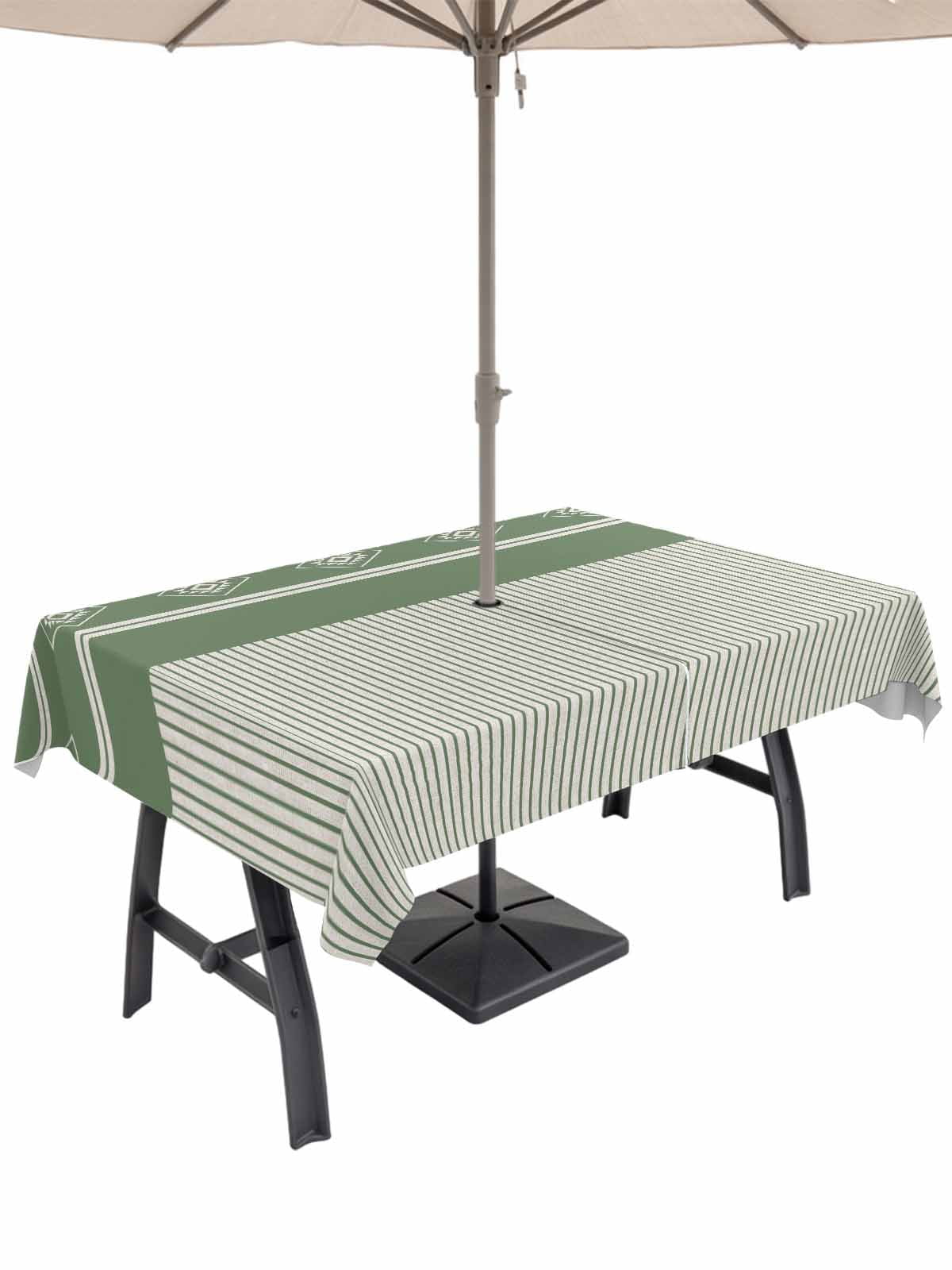 60x84 Inch Outdoor Tablecloth with Umbrella Hole Zipper Rectangle Green ...
