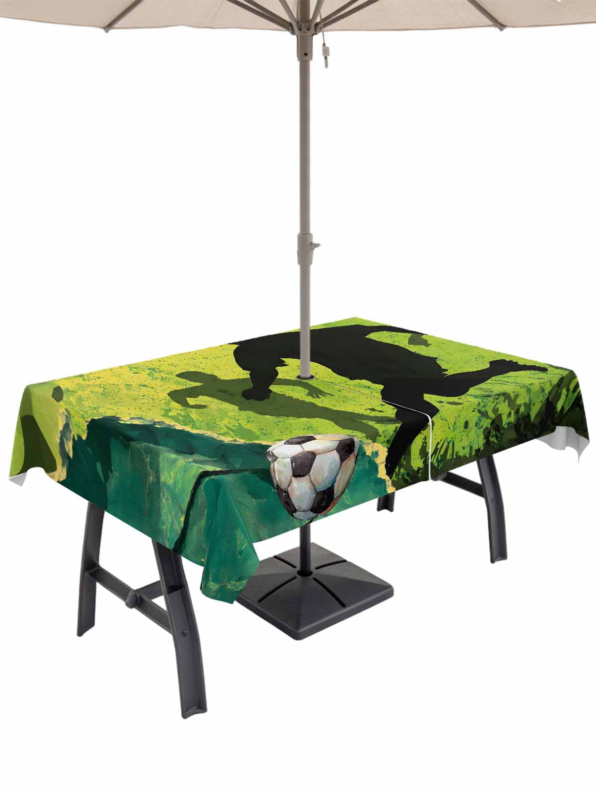 60x84 Inch Outdoor Tablecloth with Umbrella Hole Zipper Rectangle Green ...
