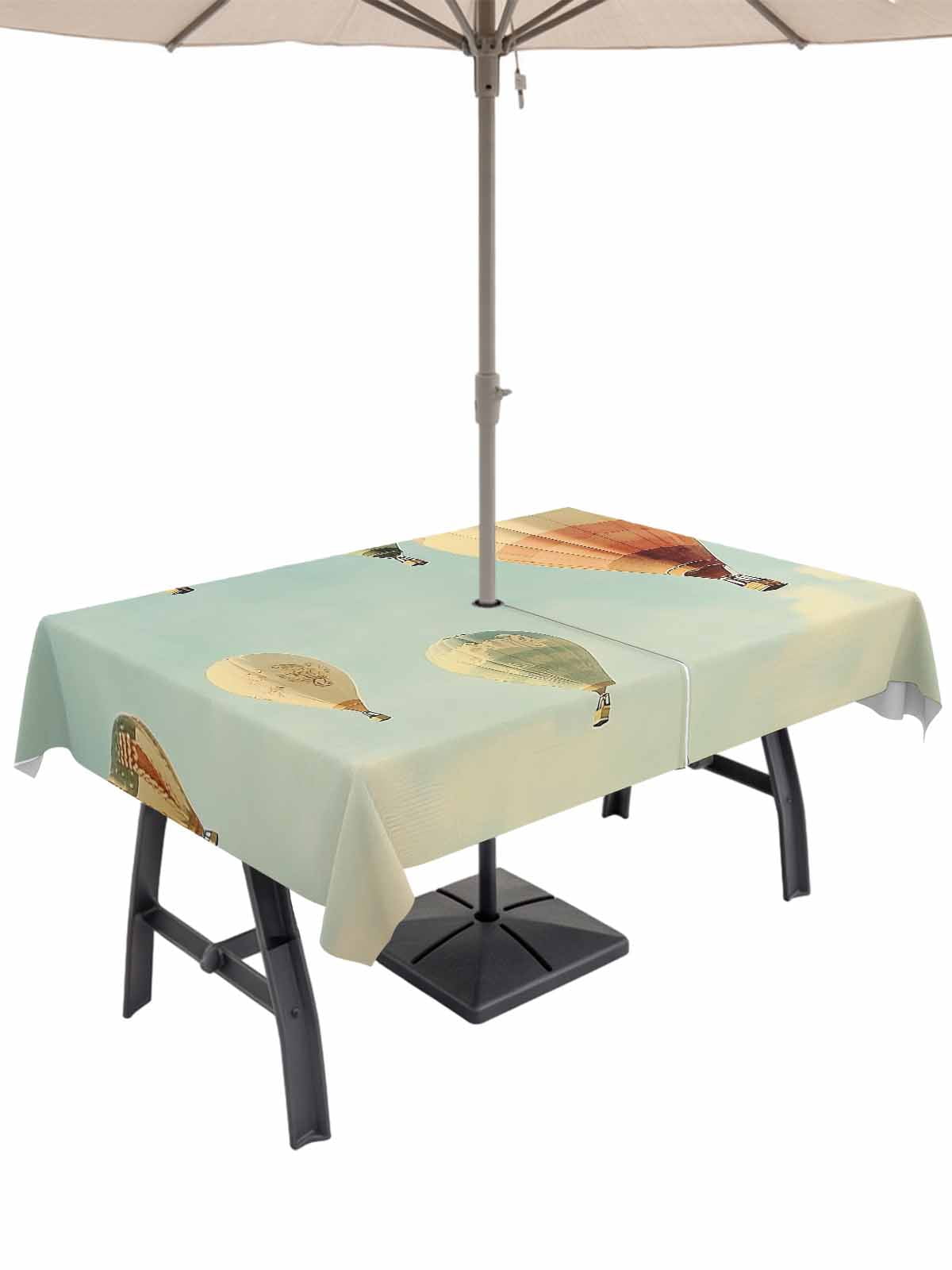 60x84 Inch Outdoor Tablecloth with Umbrella Hole Zipper Rectangle Hot ...