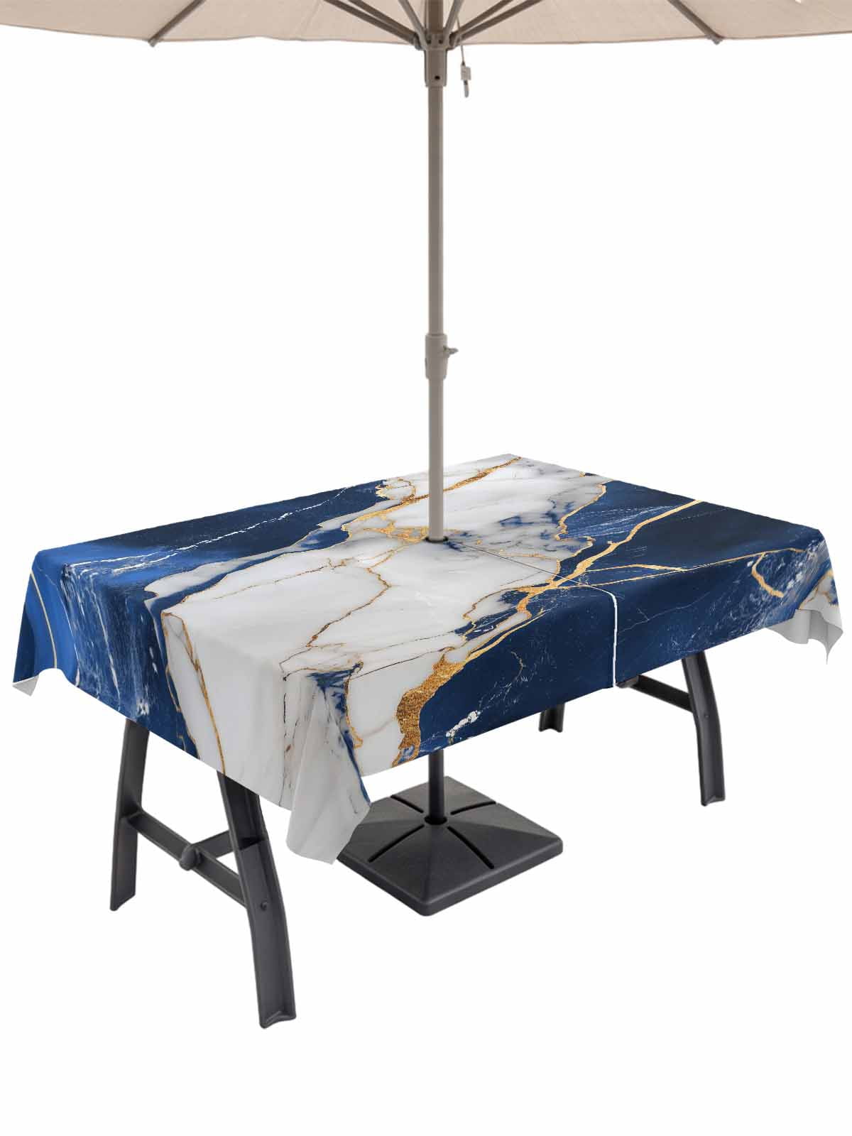 60x84 Inch Outdoor Tablecloth with Umbrella Hole Zipper Rectangle ...