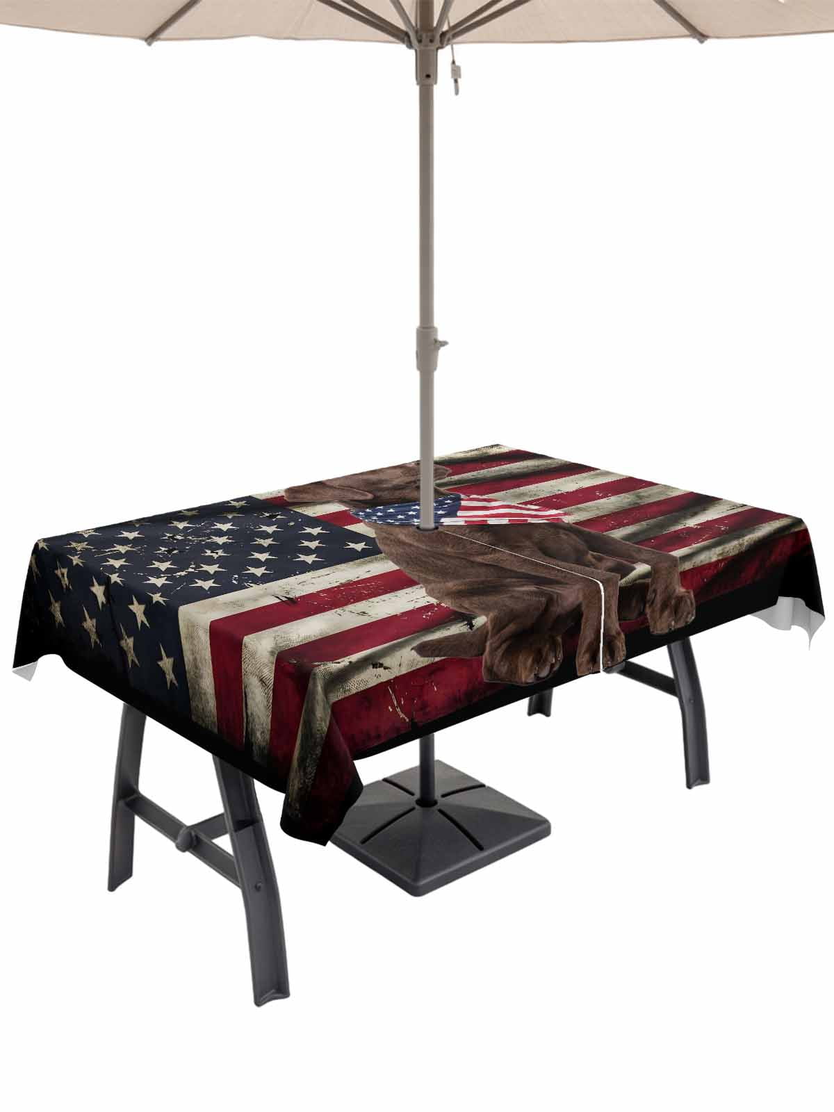 60x84 Inch Outdoor Tablecloth with Umbrella Hole Zipper Rectangle ...