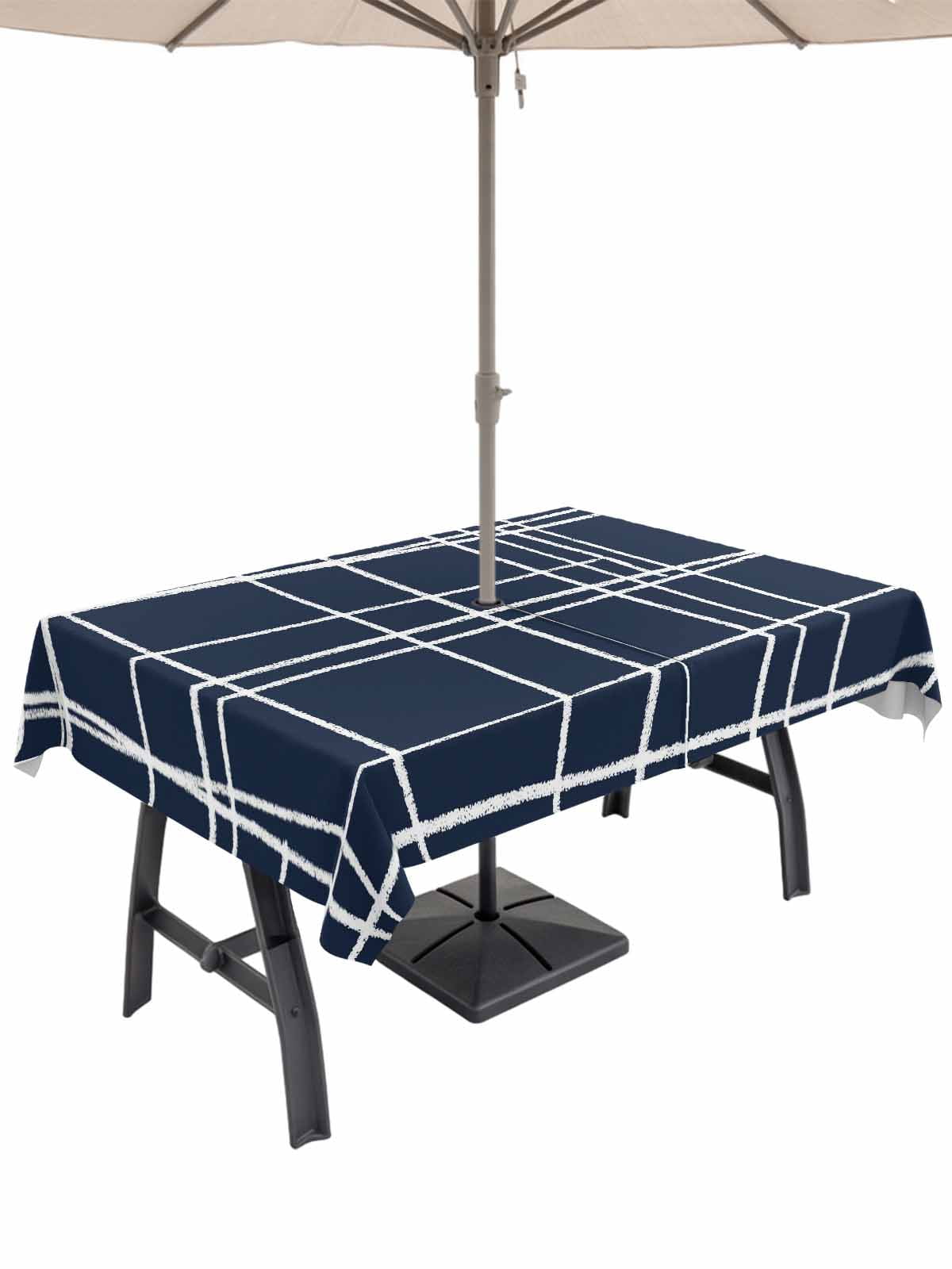 60x84 Inch Outdoor Tablecloth with Umbrella Hole Zipper Rectangle ...