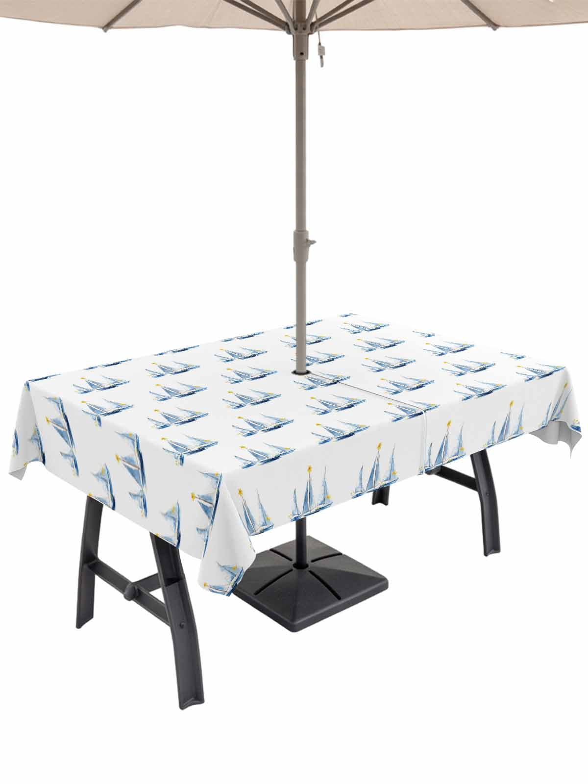 60x84 Inch Outdoor Tablecloth with Umbrella Hole Zipper Rectangle ...
