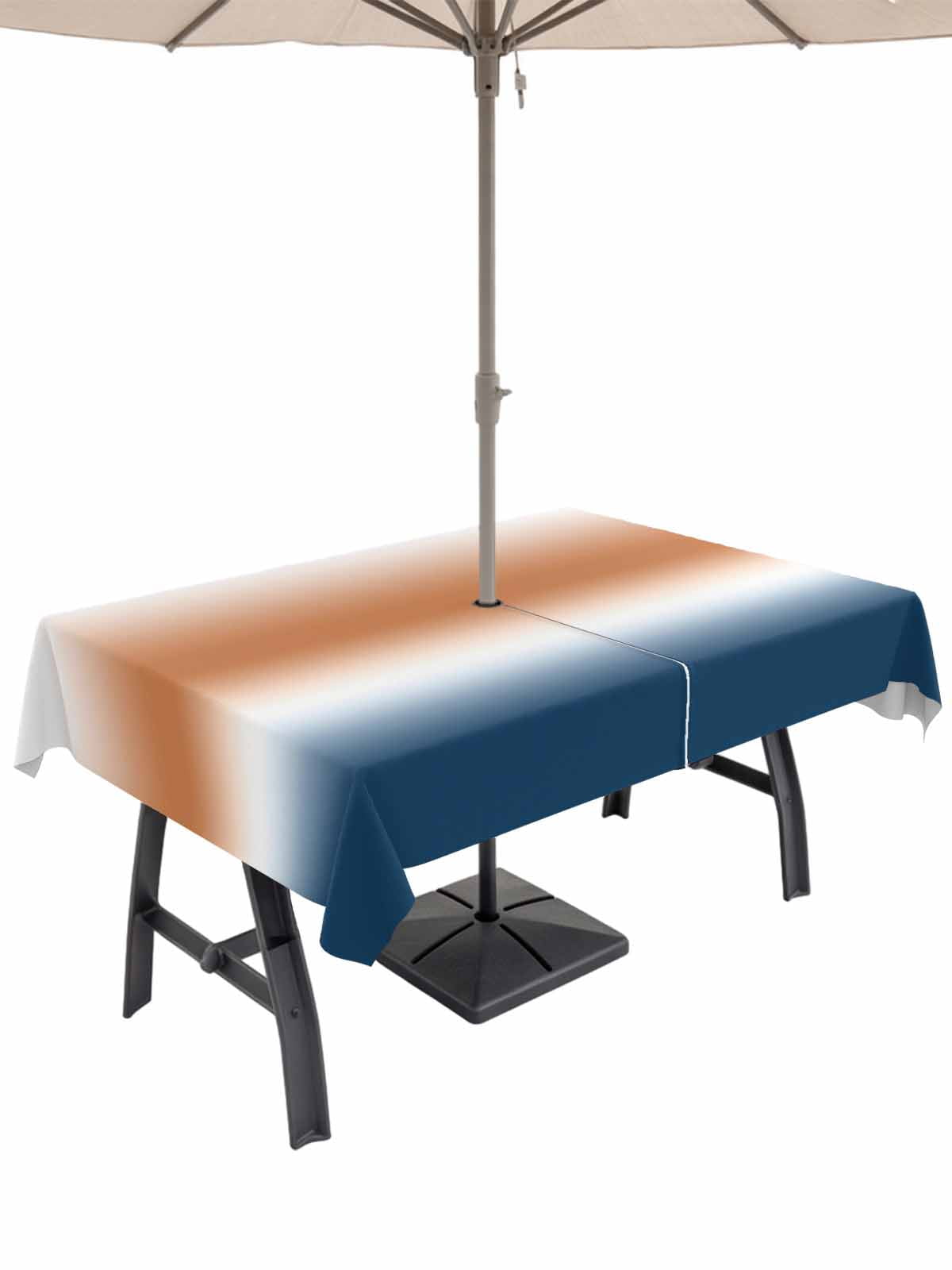 60x84 Inch Outdoor Tablecloth with Umbrella Hole Zipper Rectangle Navy ...