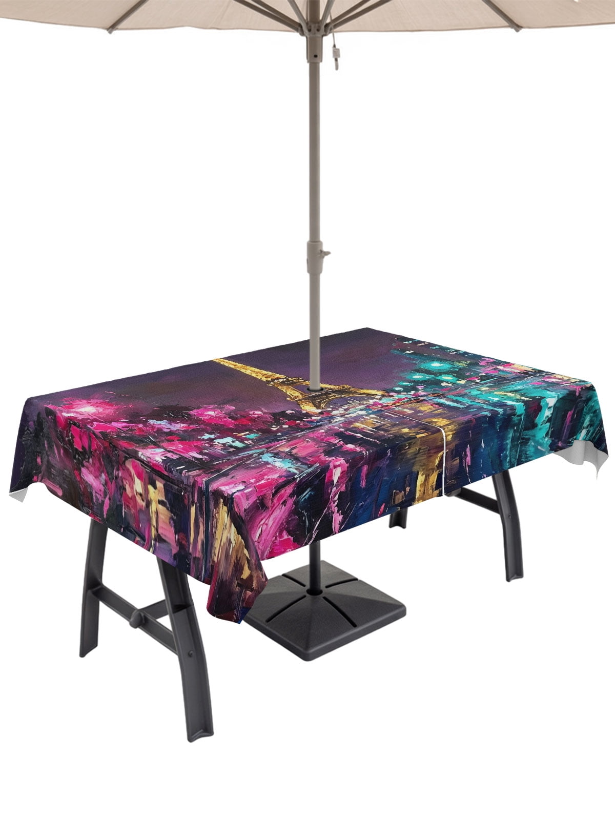 60x84 Inch Outdoor Tablecloth with Umbrella Hole Zipper Rectangle Pink ...