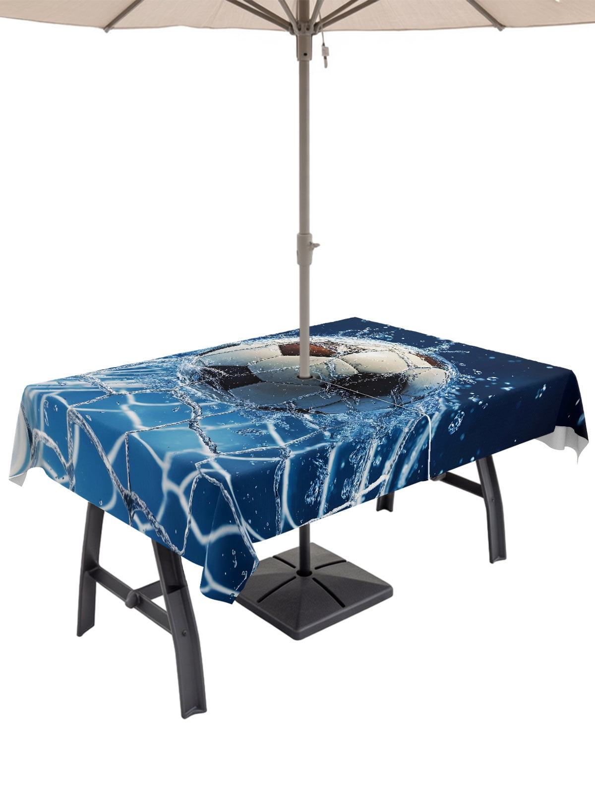 60x84 Inch Outdoor Tablecloth with Umbrella Hole Zipper Rectangle ...