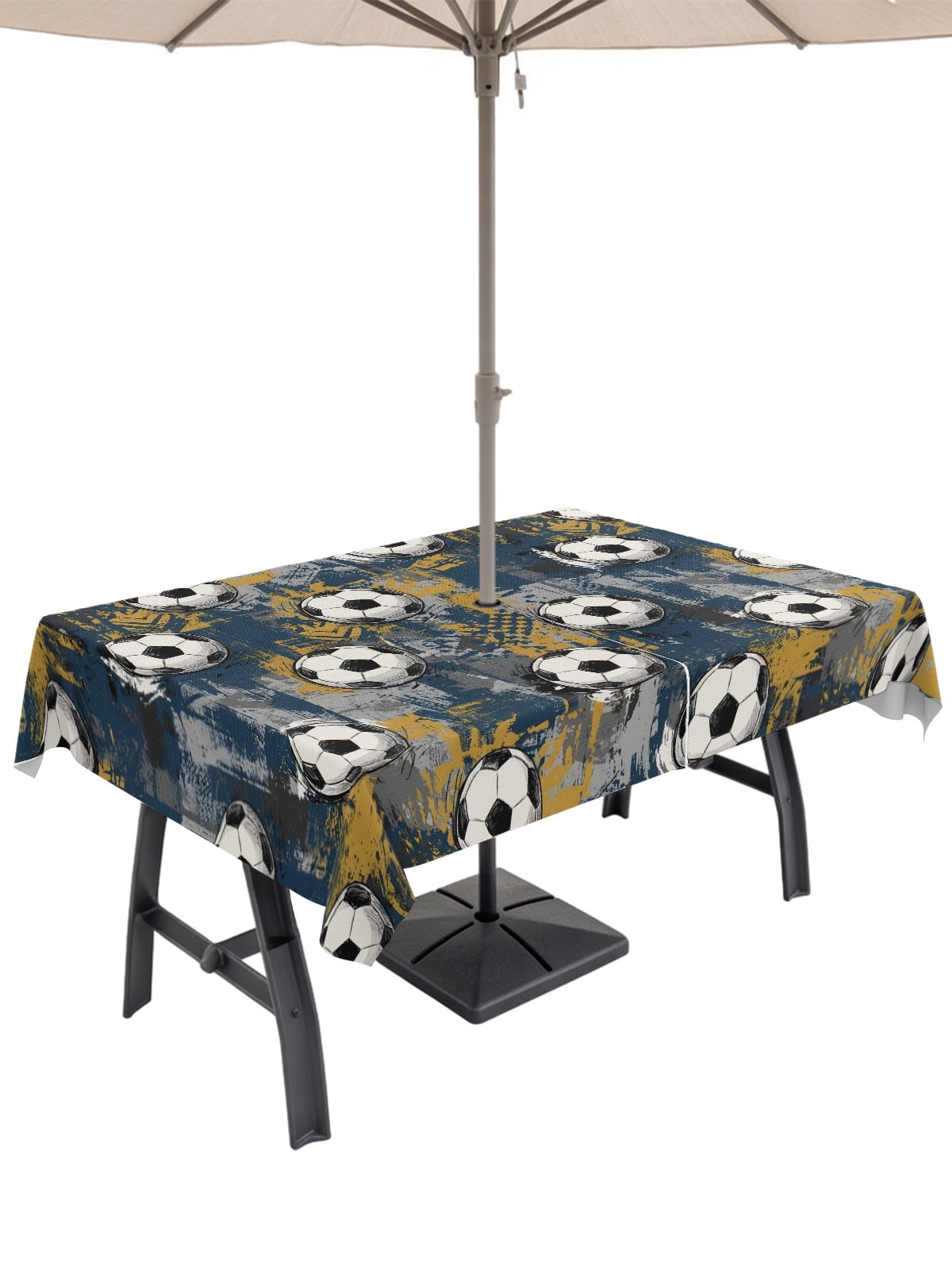 60x84 Inch Outdoor Tablecloth with Umbrella Hole Zipper Rectangle ...