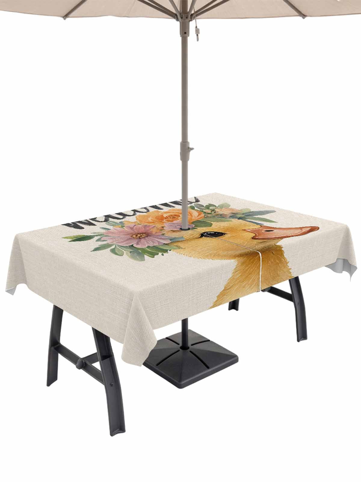 60x84 Inch Outdoor Tablecloth with Umbrella Hole Zipper Rectangle ...