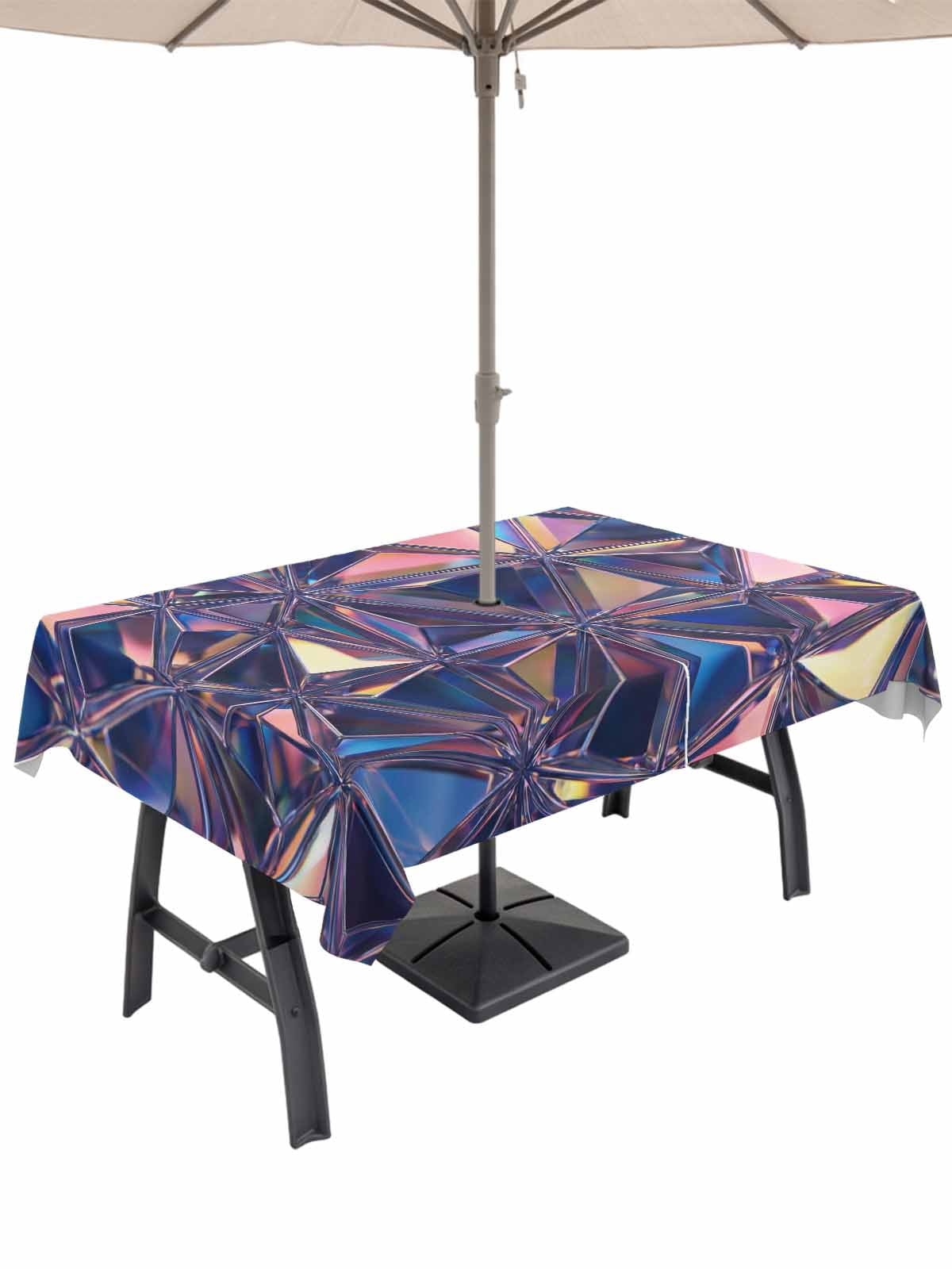 60x84 Inch Outdoor Tablecloth with Umbrella Hole Zipper Rectangle ...