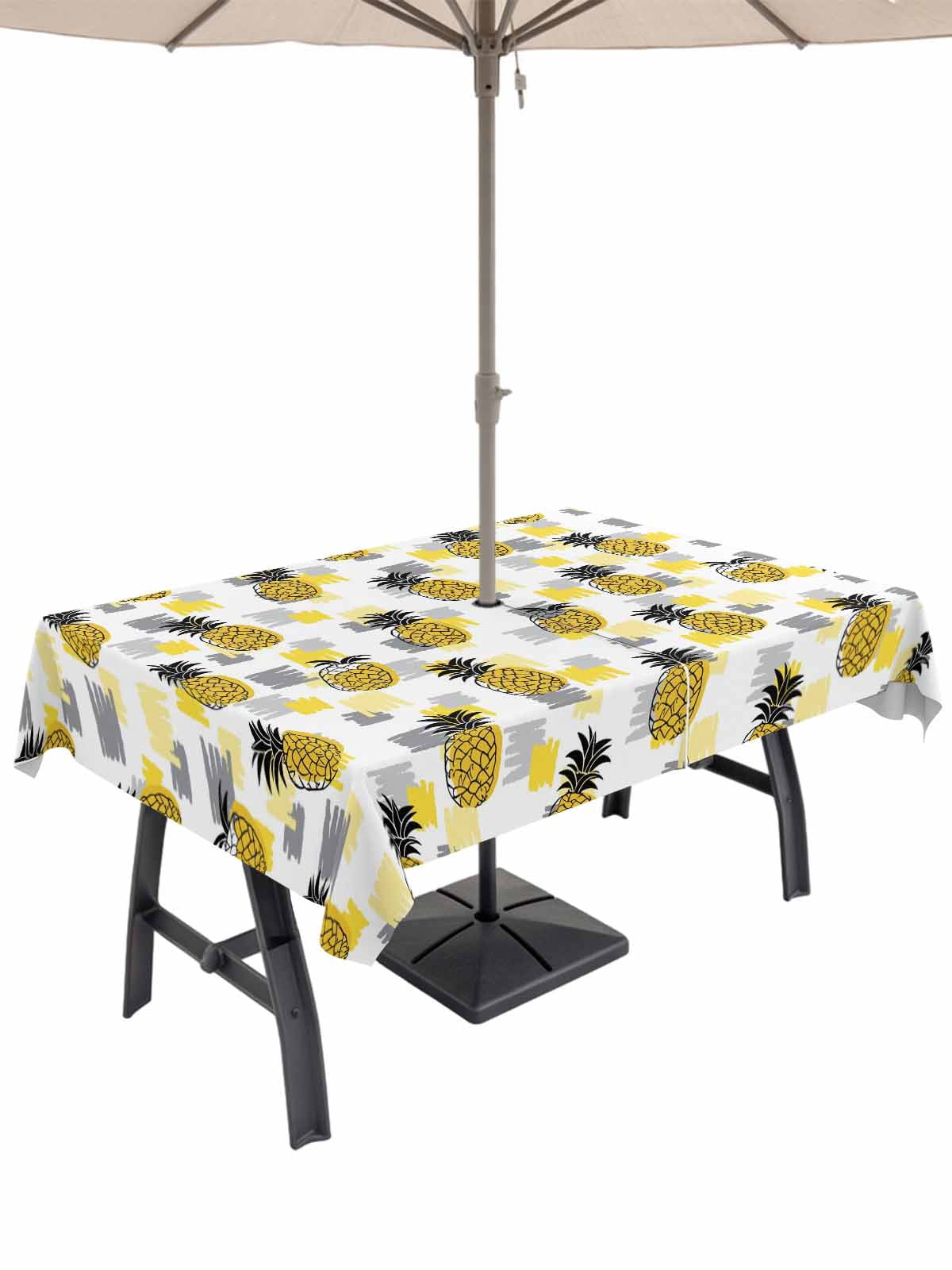 60x84 Inch Outdoor Tablecloth with Umbrella Hole Zipper Rectangle ...
